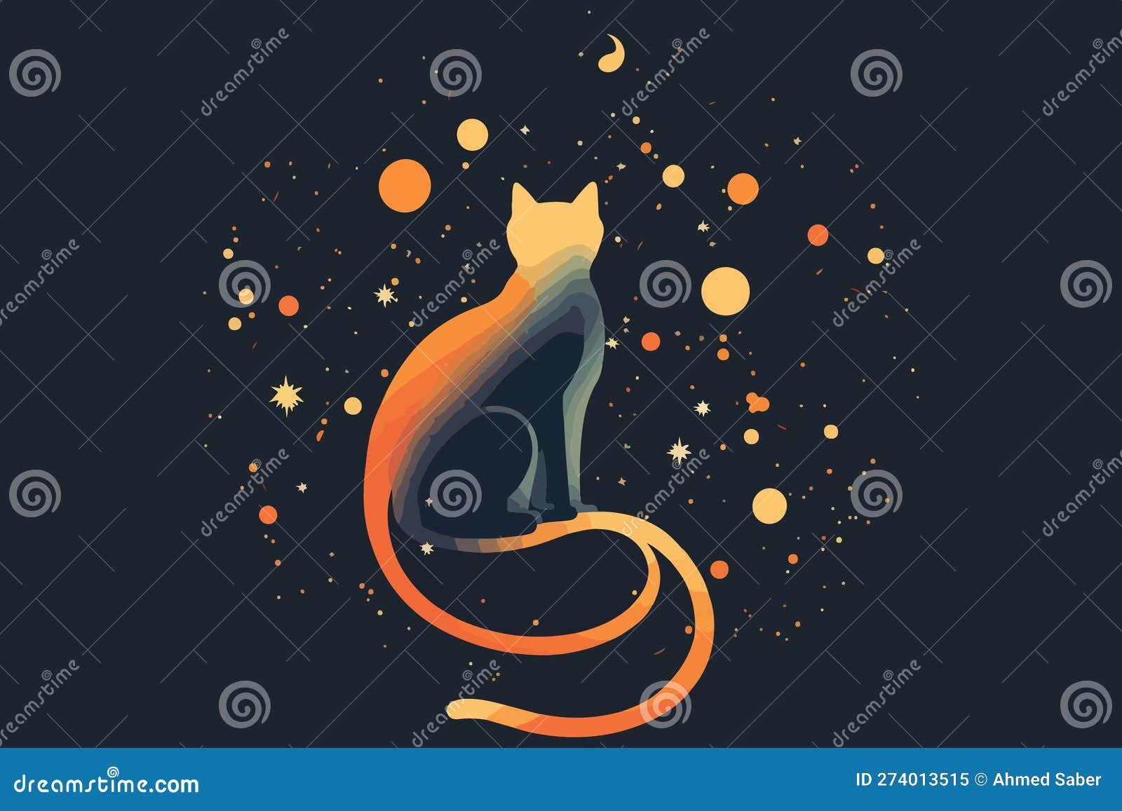 Cat Galaxy Vector Illustration Stock Vector - Illustration of cool ...