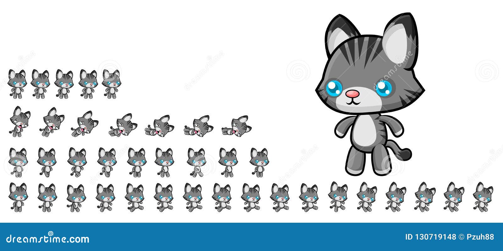 Cat Game Character Sprite Animata Illustrazione Vettoriale ...