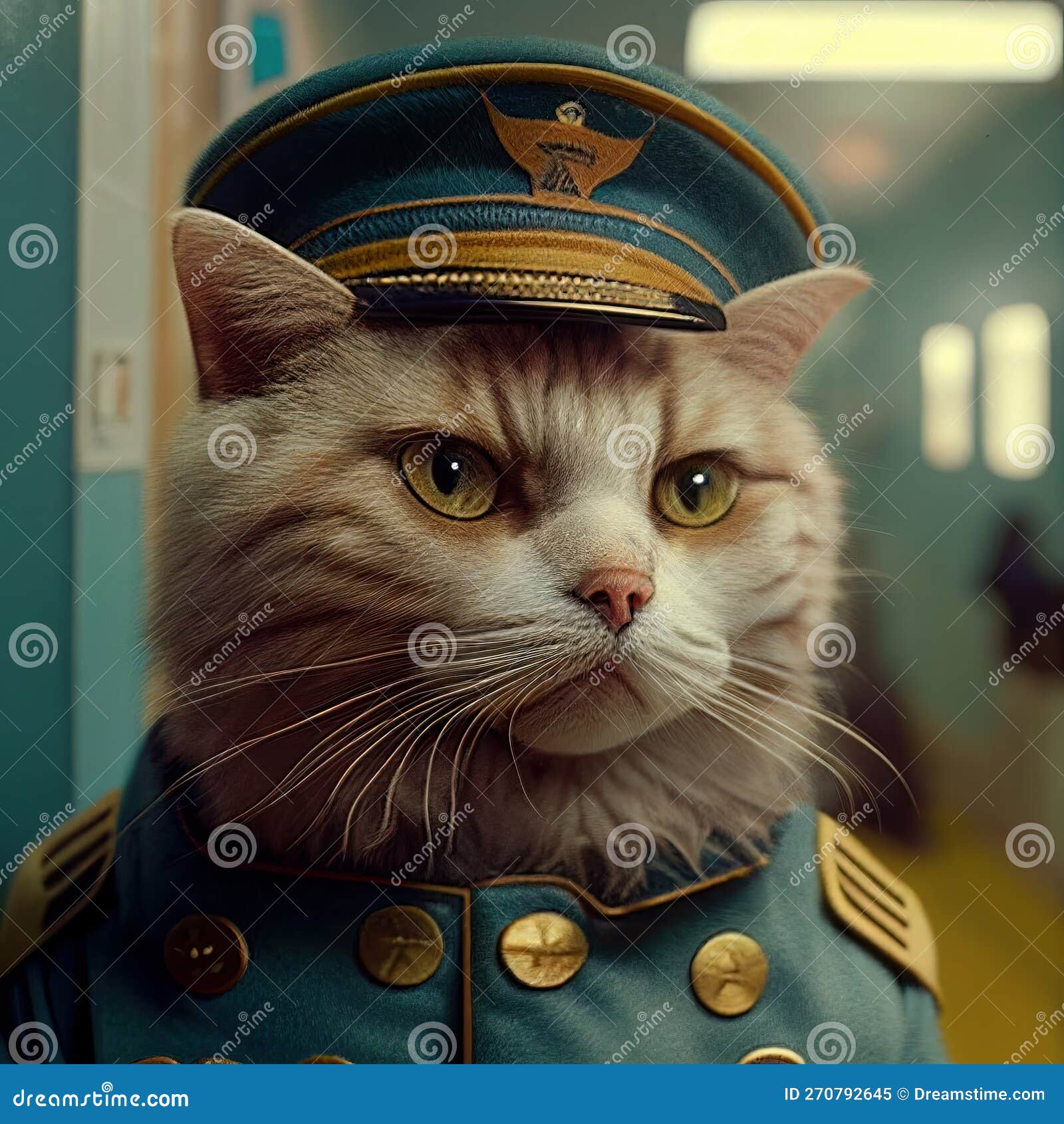 Cat with a general uniform stock illustration. Illustration of animal ...