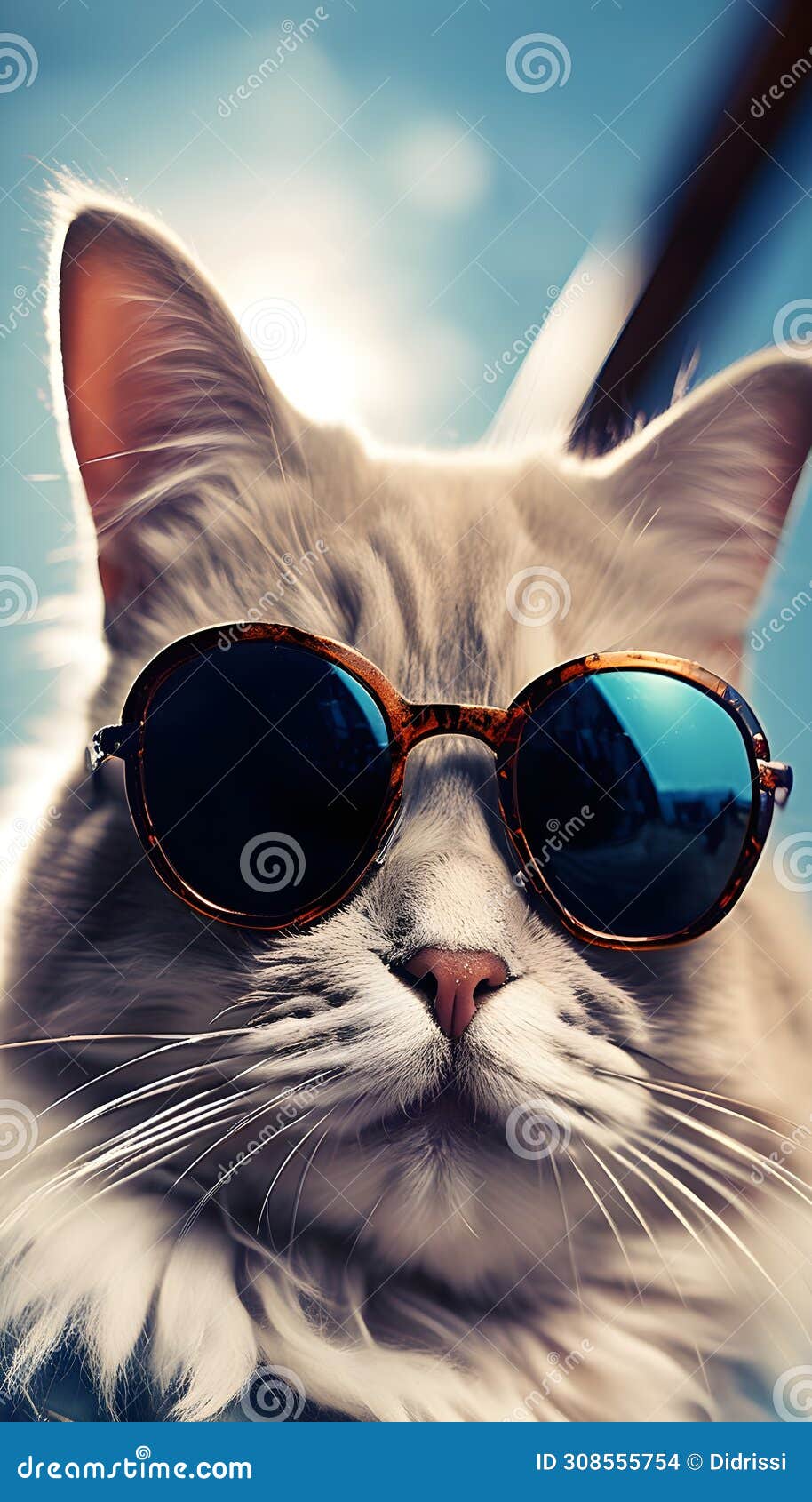 A Cat Getting Dressed for the Impending Summer and Donning Sunglasses ...