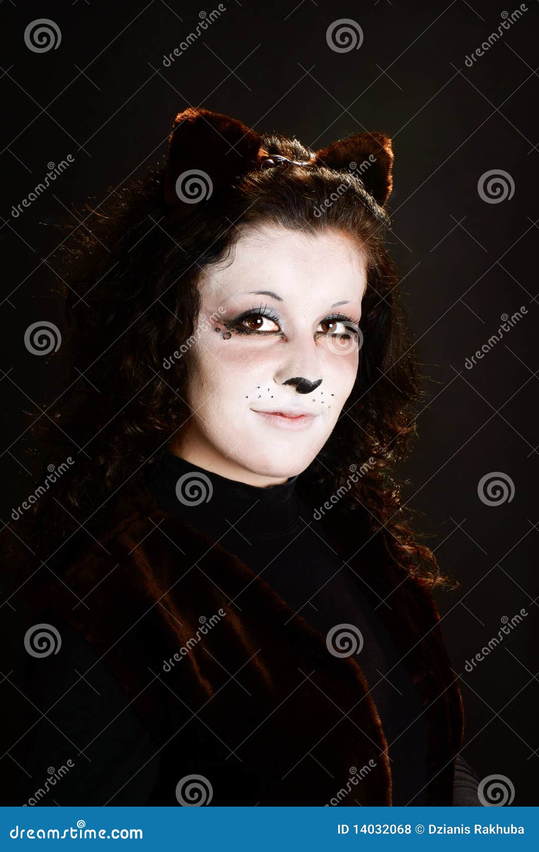 Cat-girl. stock photo. Image of beauty, female, long - 14032068