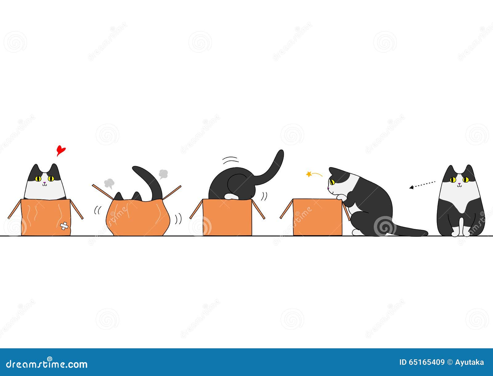 Cat going into a box stock vector. Illustration of animals - 65165409