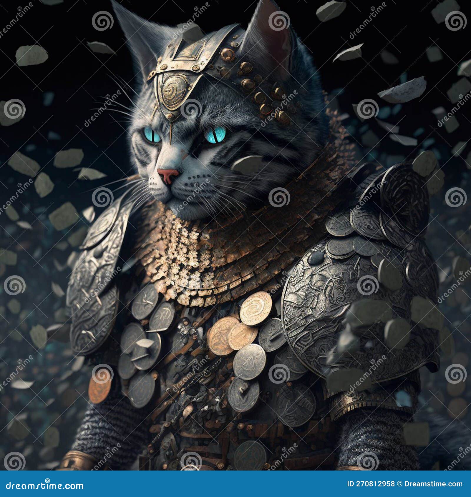 A Cat with a Gold Chain and a Necklace on it Stock Illustration ...