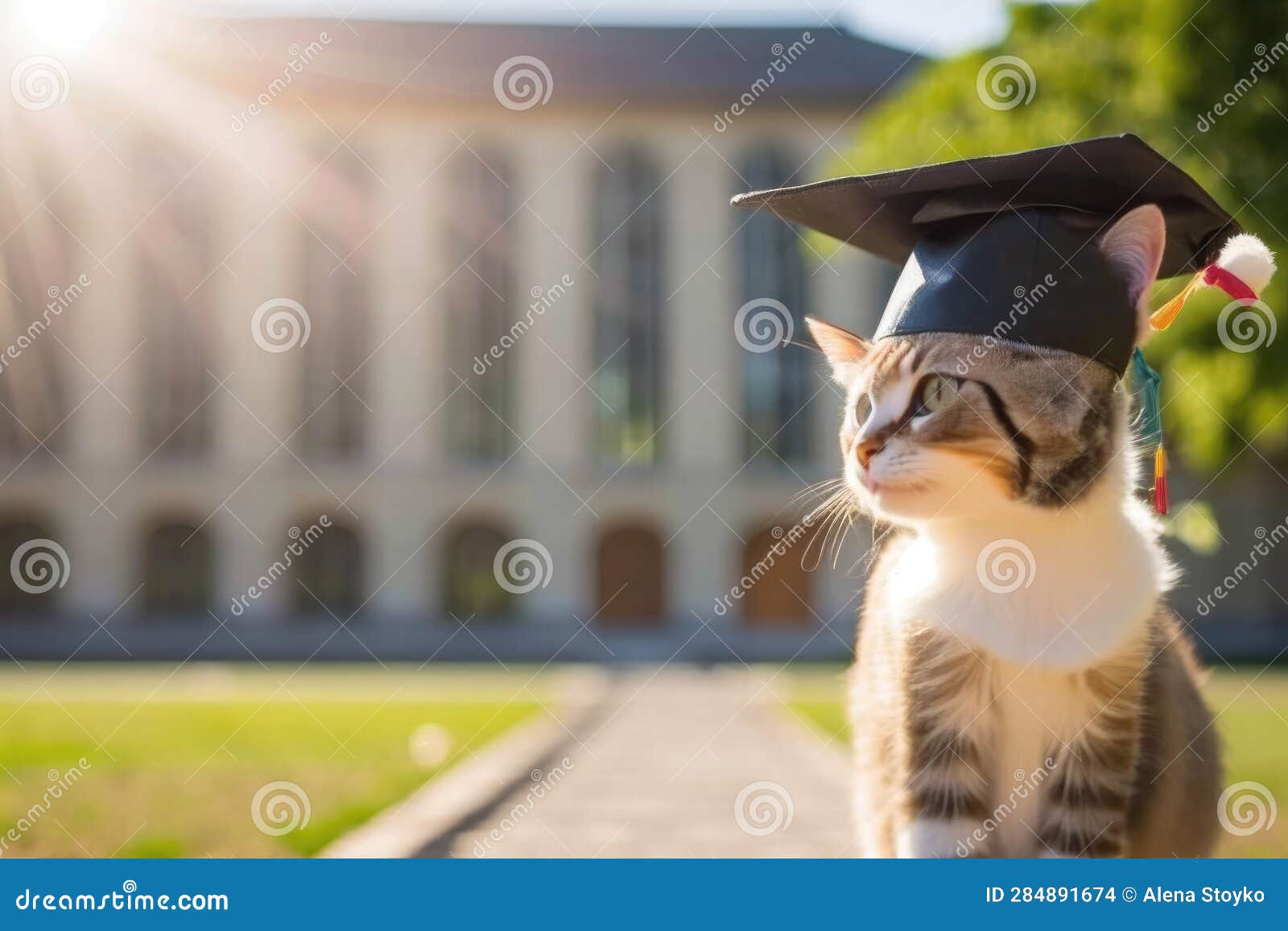 A Cat in a Graduates Hat. University Graduate Stock Illustration ...