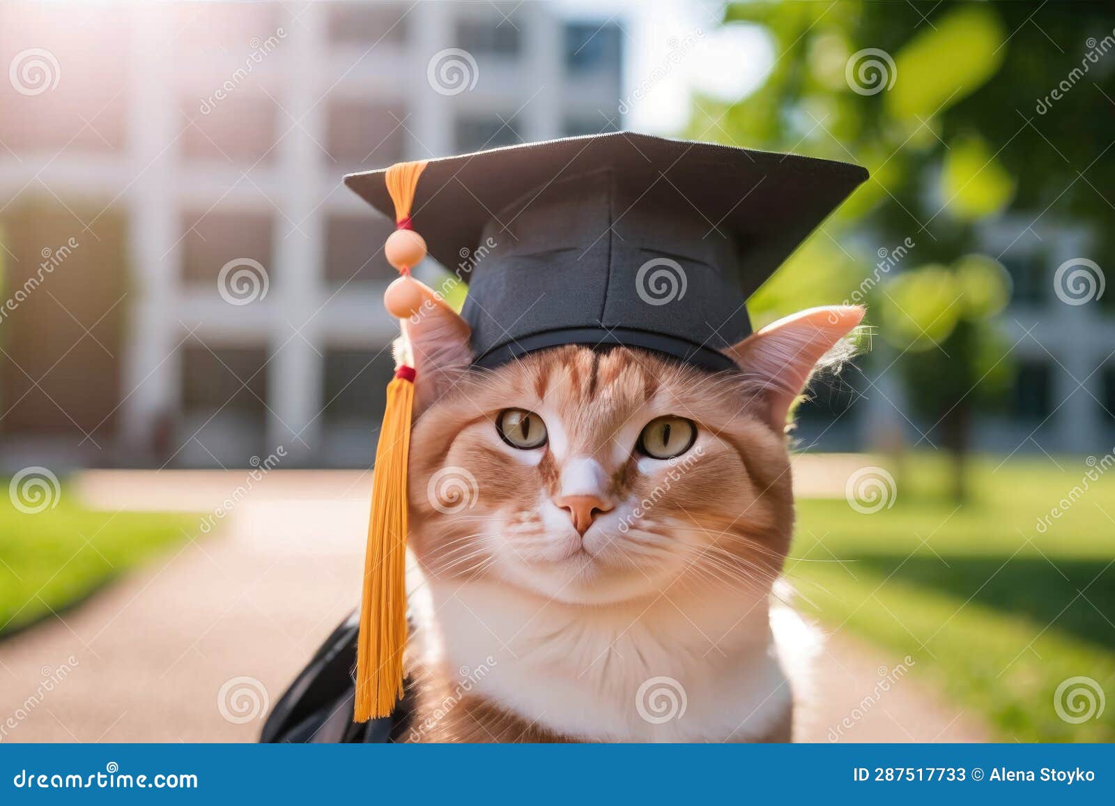 A Cat in a Graduates Hat. University Graduate Stock Image - Image of ...