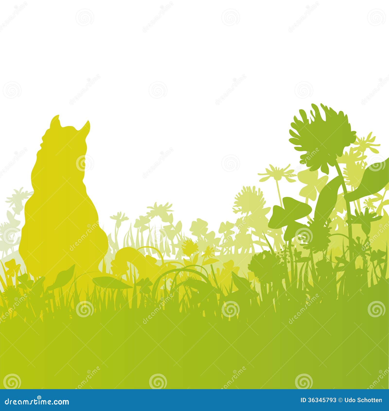 Cat in the grass stock vector. Illustration of motive - 36345793