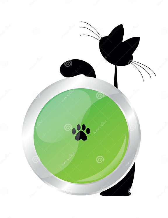 Cat and green button stock vector. Illustration of shape - 21603864