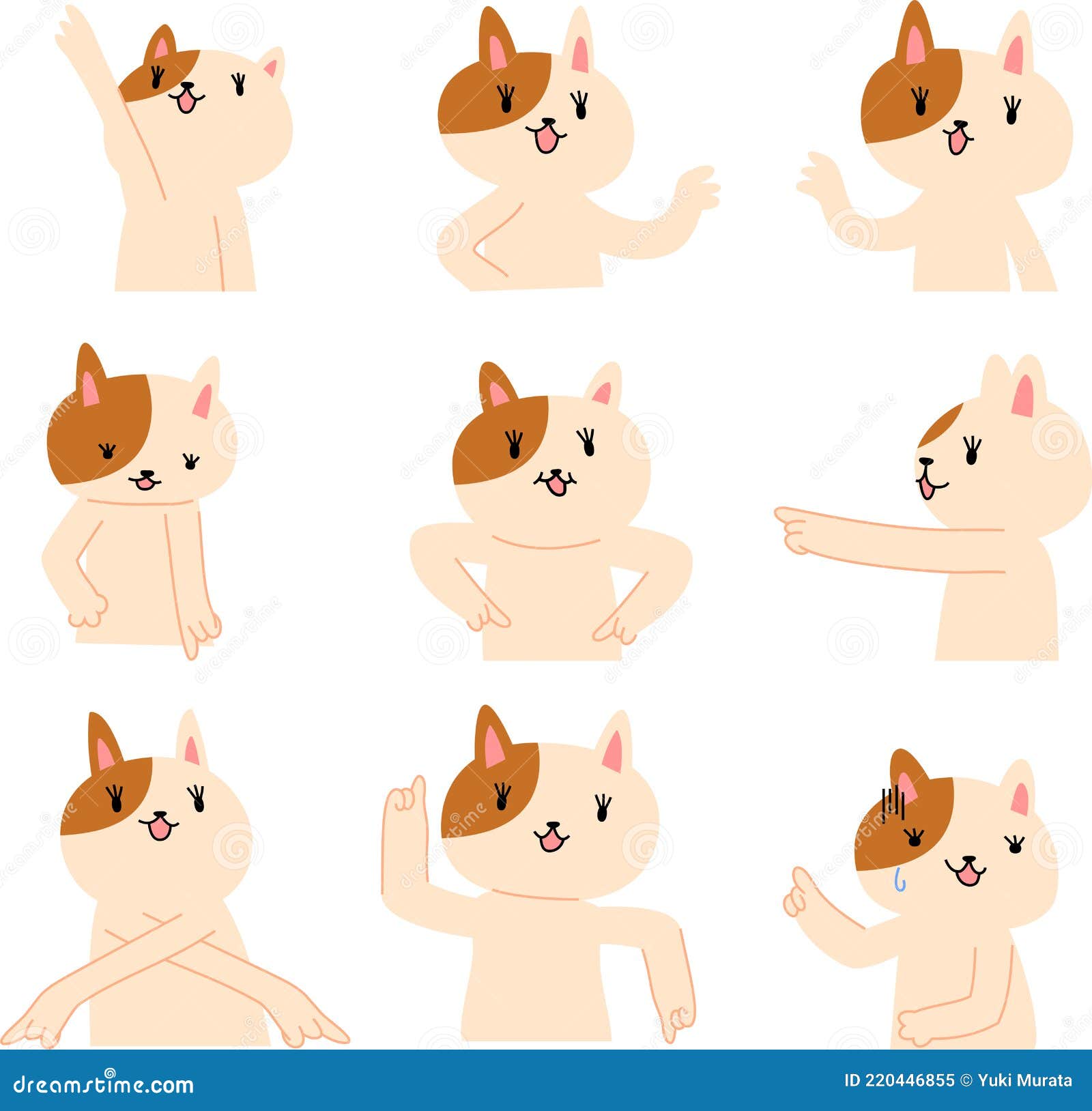 Cat that Guides You by Pointing Your Finger Set Stock Vector ...