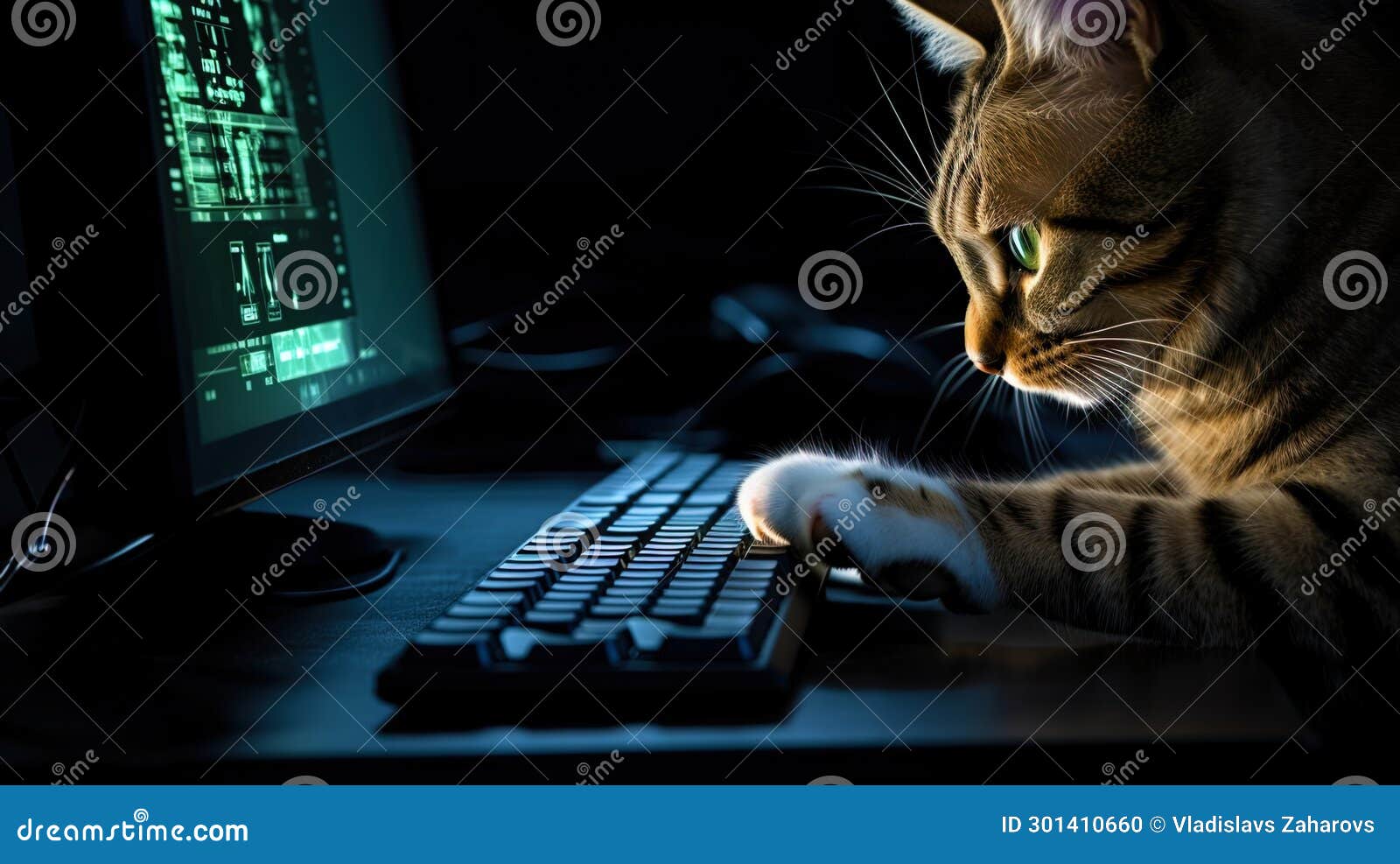 The Cat Hacker, Which Prints on the Keyboard with a Serious Expression ...
