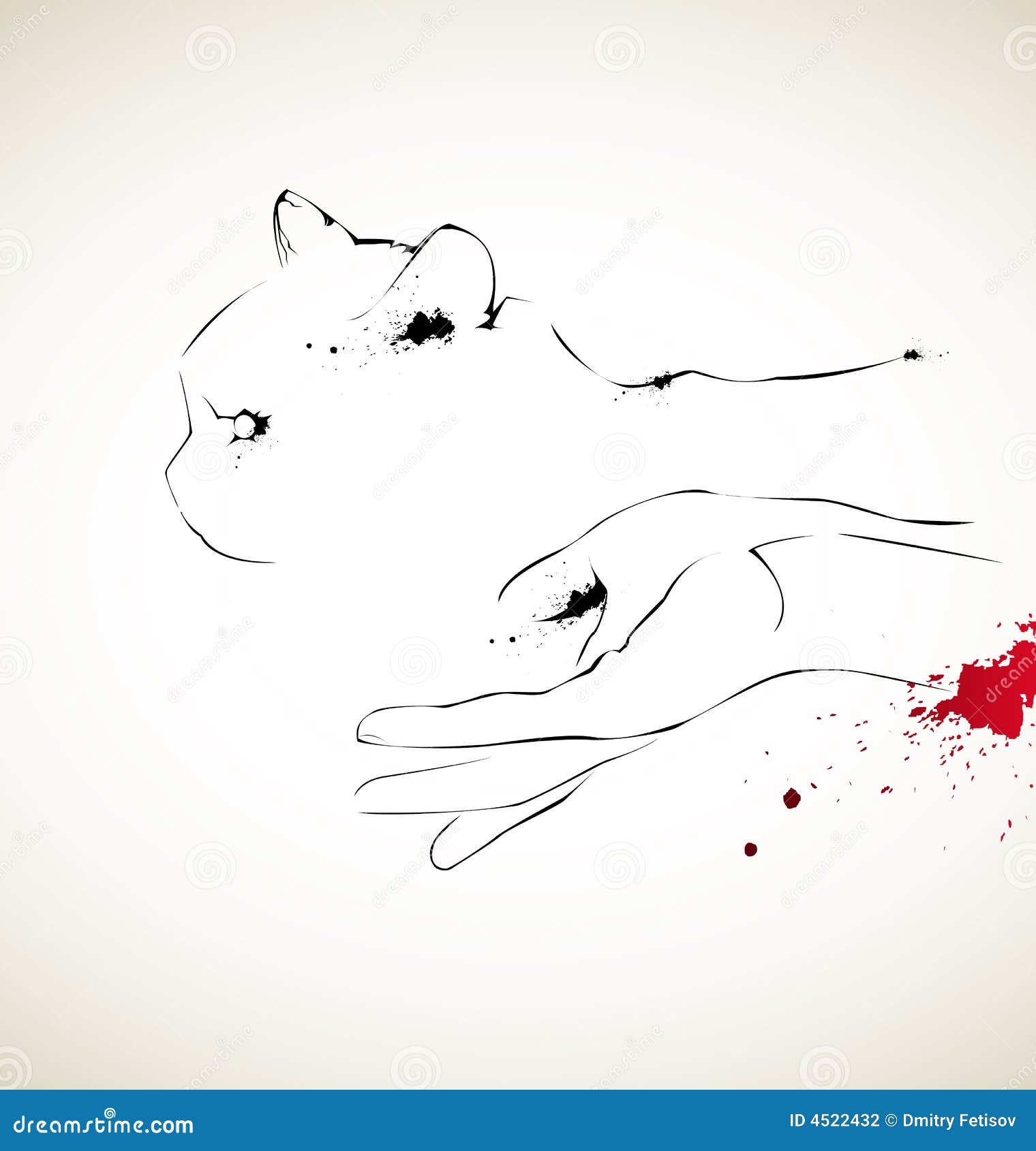 Cat and hand stock vector. Illustration of drop, ears - 4522432