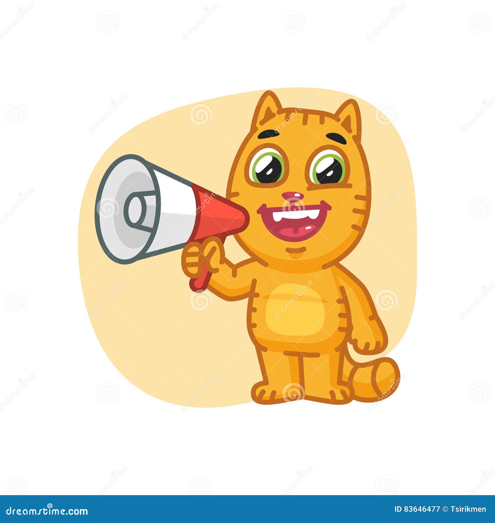 Cat Happy Holding Megaphone Stock Vector - Illustration of funny, clip ...