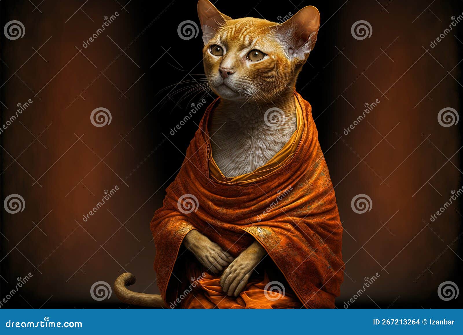 Cat Hari Krishna Monk Illustration Generative Ai Stock Illustration ...