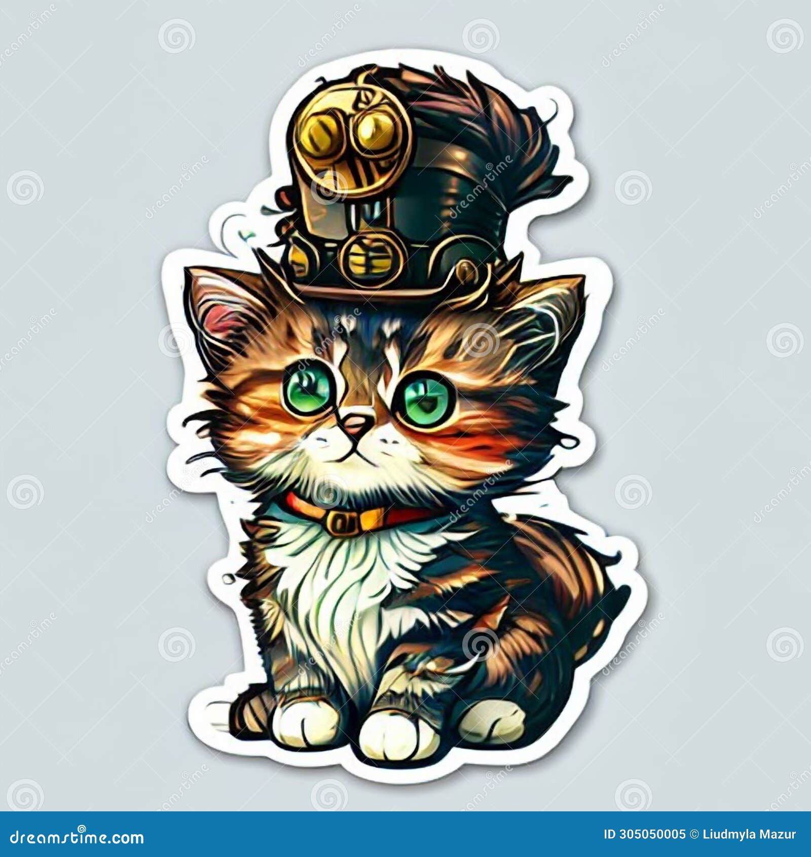Cat in Hat Steampunk Sticker Ai Generation Stock Illustration ...
