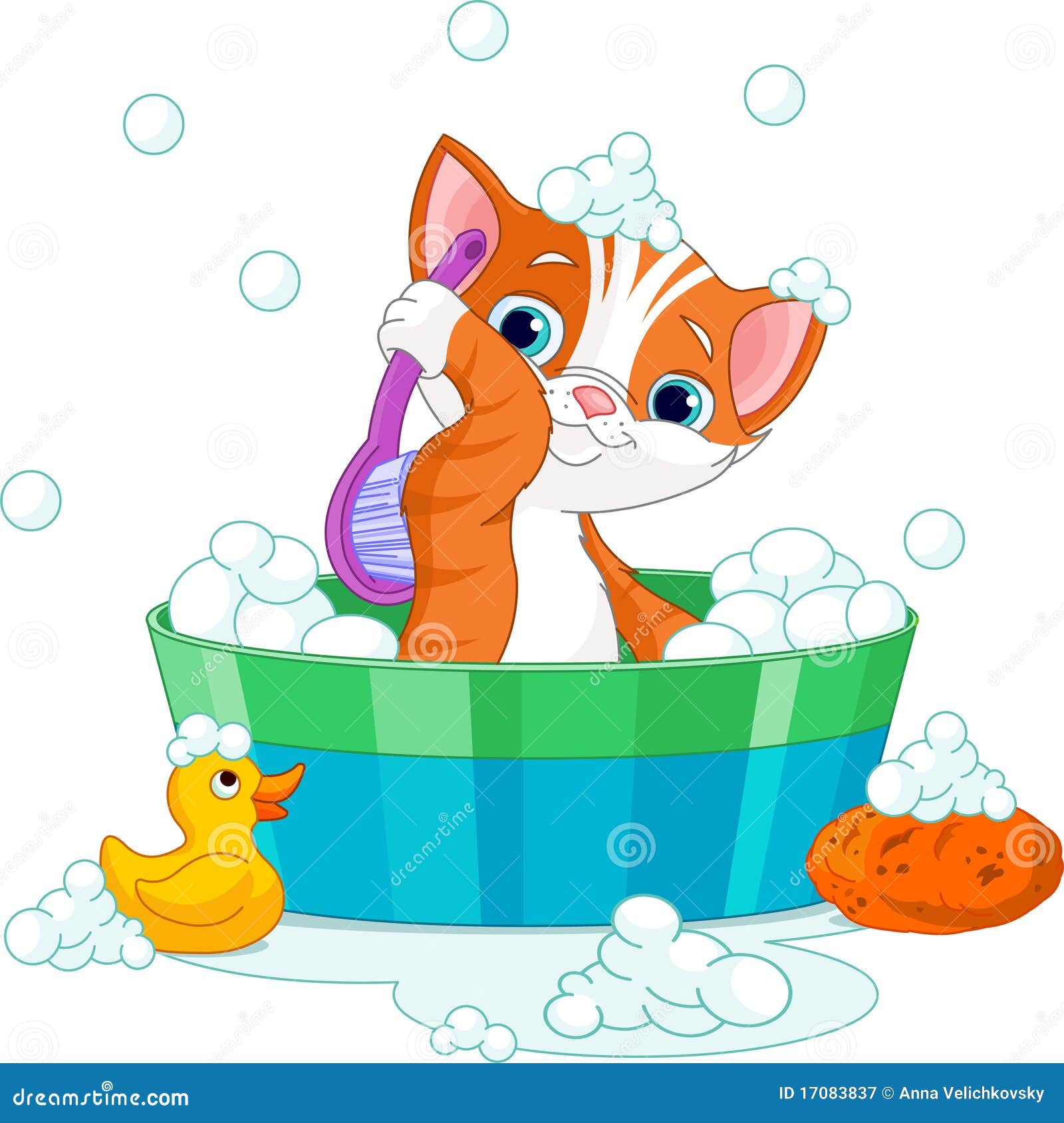 Cat having a bath stock vector. Illustration of adorable - 17083837