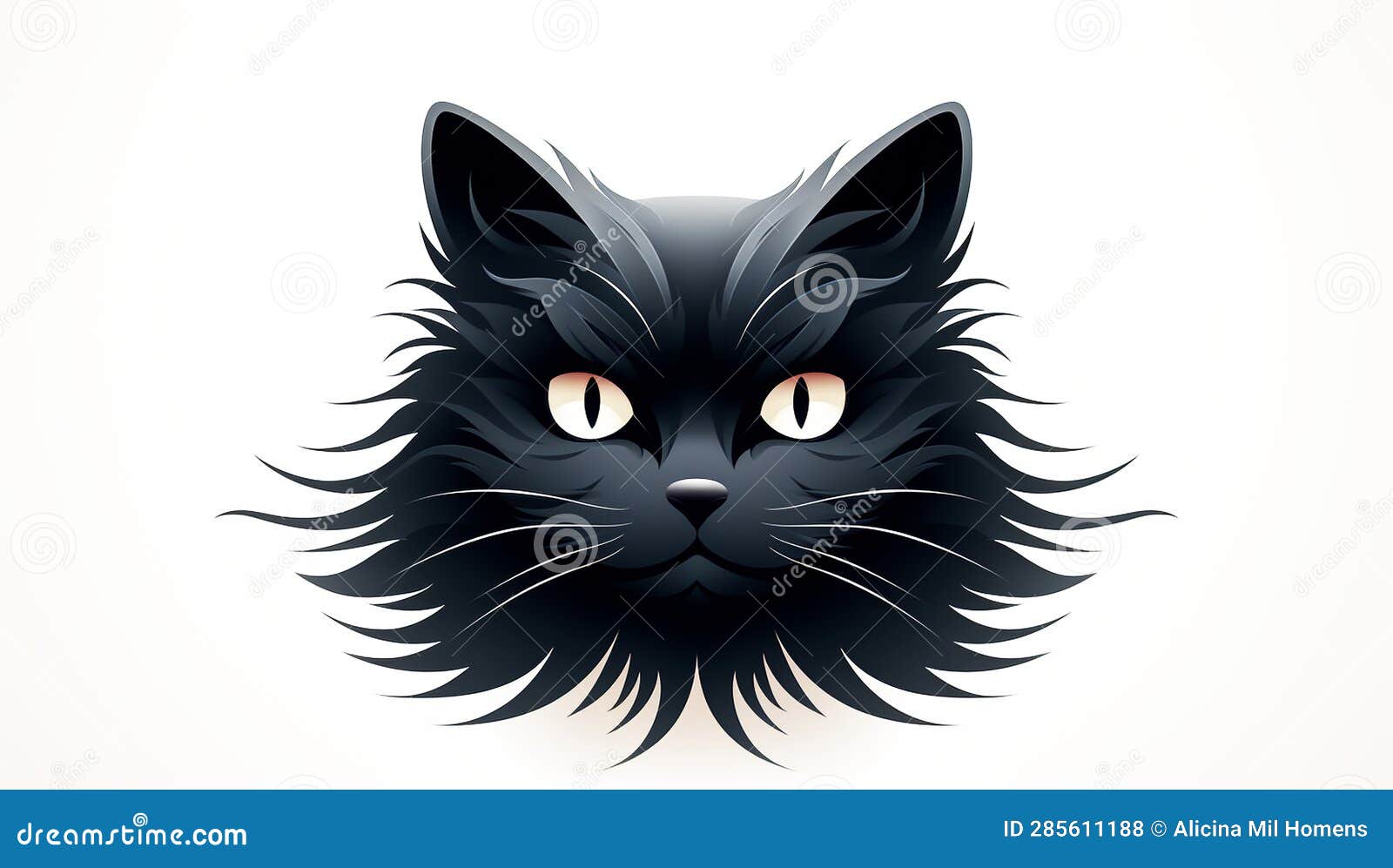 Cat Head with Big Eyes. AI Generated Stock Illustration - Illustration ...