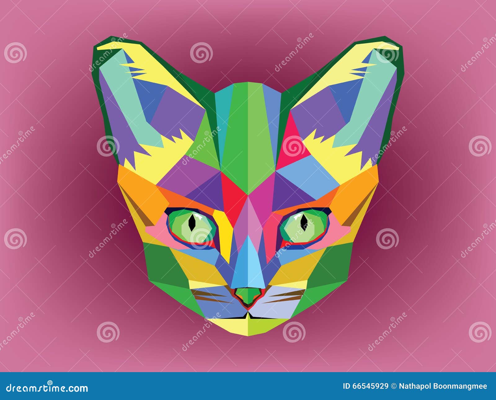 Cat Head with Geometric Style Stock Vector - Illustration of mammal ...