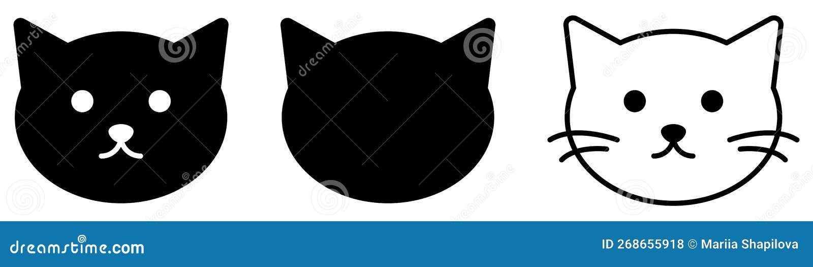 Cat head icons set stock vector. Illustration of flat - 268655918