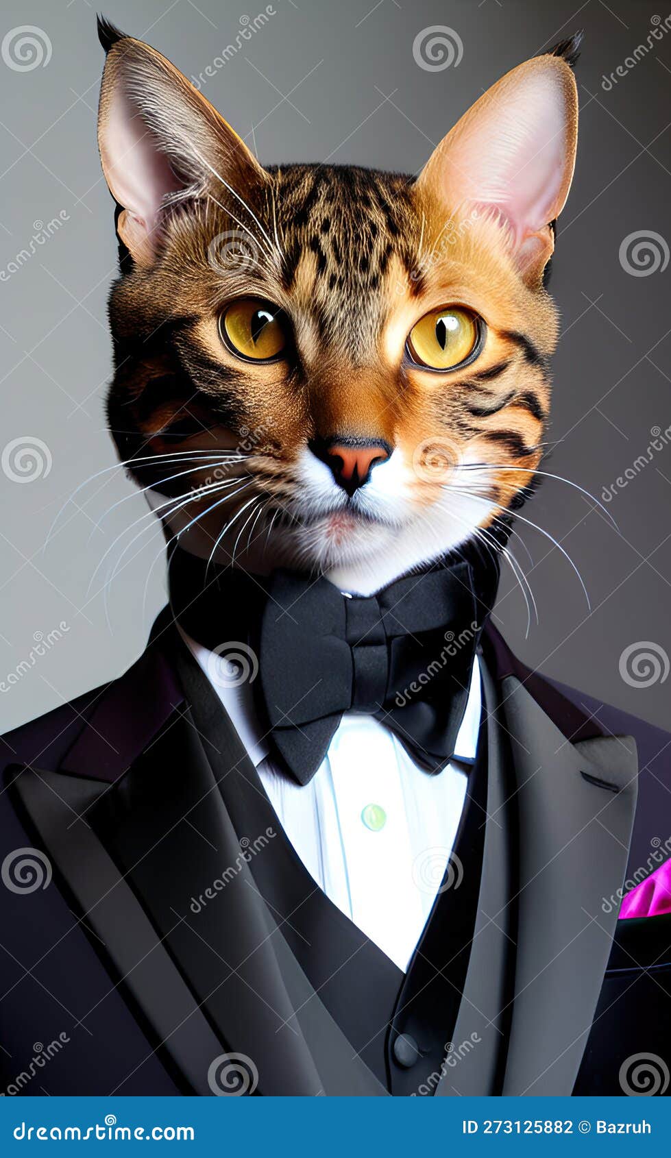 Cat Head Man in a Tuxedo, AI Generated Stock Illustration ...