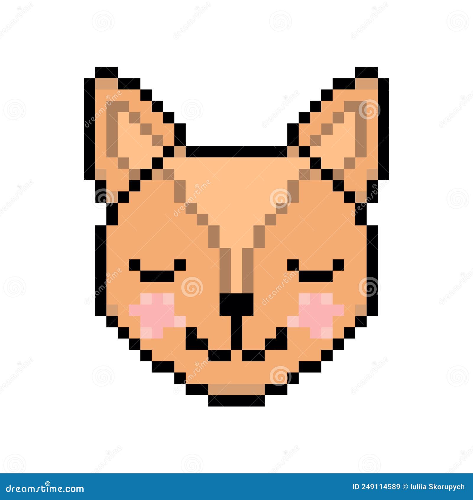 Cat Head in Pixel Art Style Stock Vector - Illustration of cartoon ...