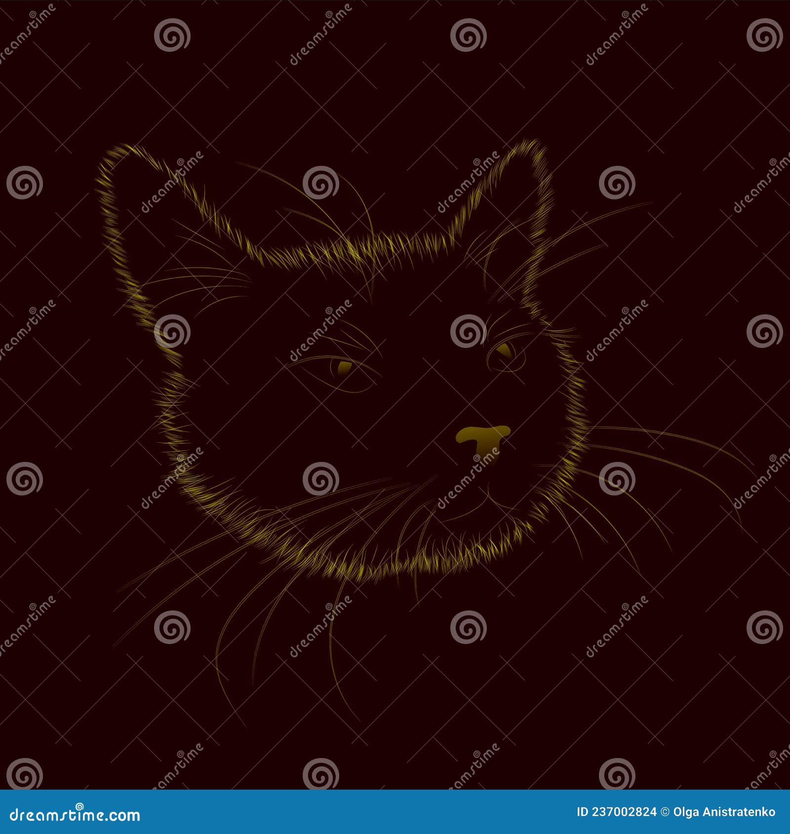 Cat Head Profile. Contour of the Animal Stock Vector - Illustration of ...