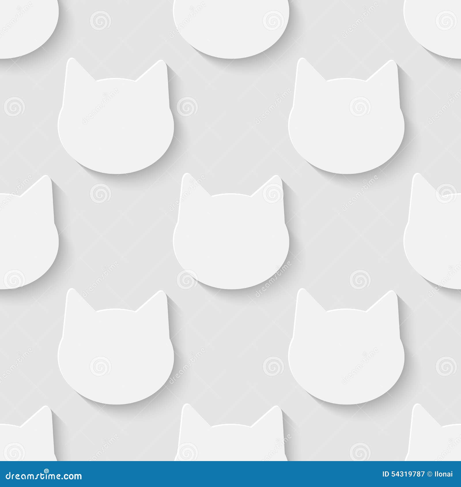 Cat Head Silhouette Seamless Pattern Stock Vector - Illustration of ...