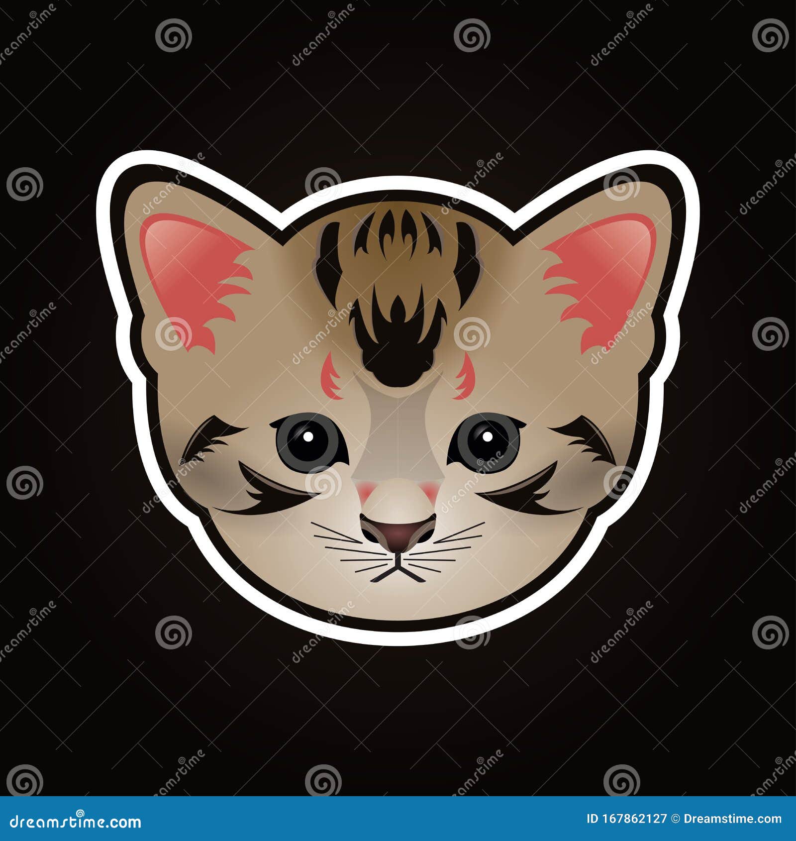 Cat Head Vector Logo Flat Design Stock Vector - Illustration of simple ...