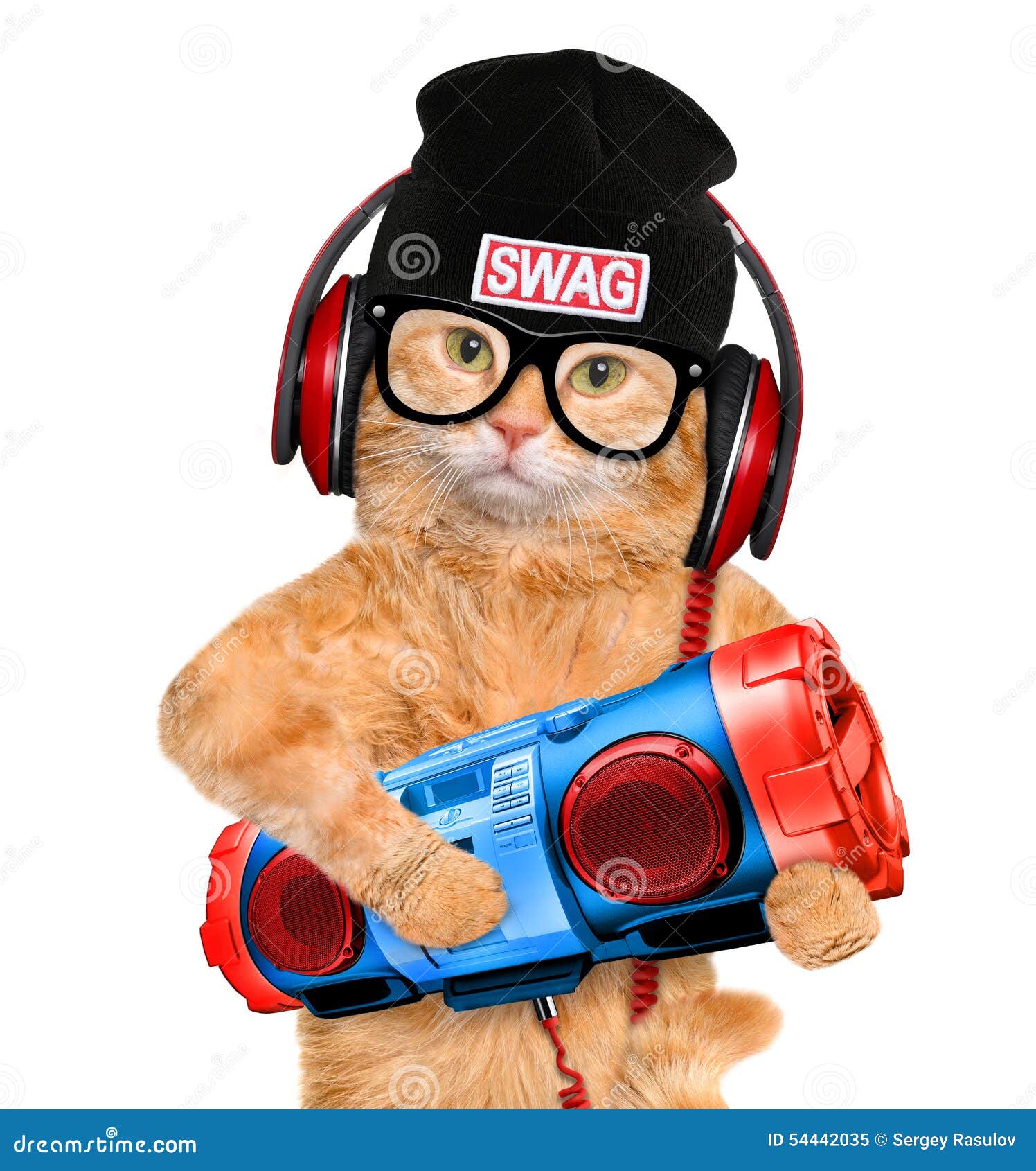Cat Headphones with Tape Recorder. Stock Image - Image of headphones ...