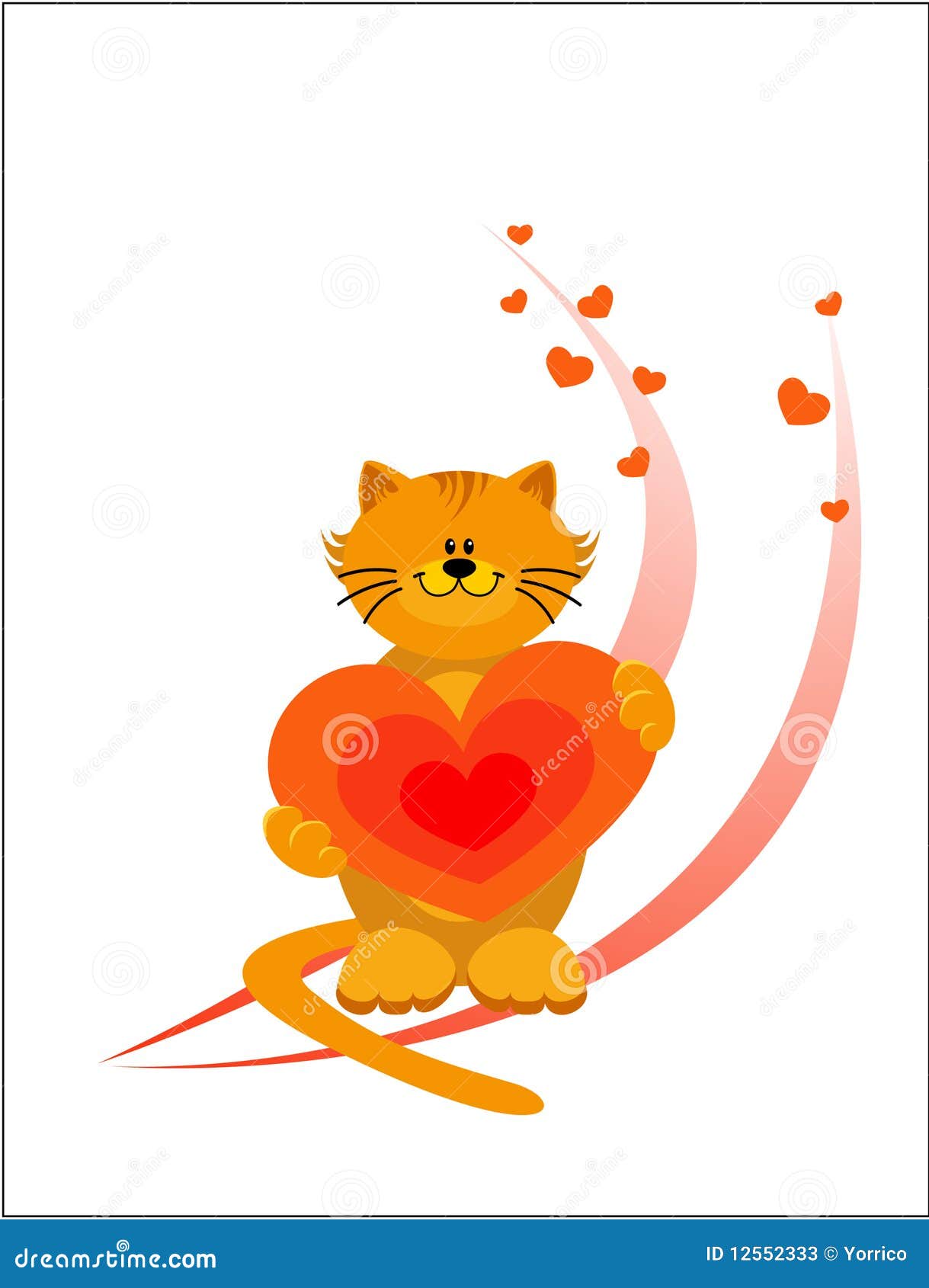 Cat with a heart stock vector. Illustration of colors - 12552333