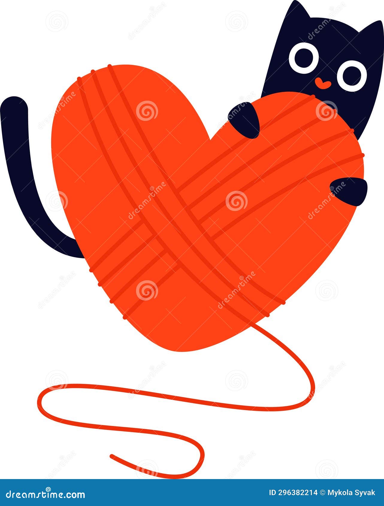 Cat with Heart stock illustration. Illustration of cute - 296382214