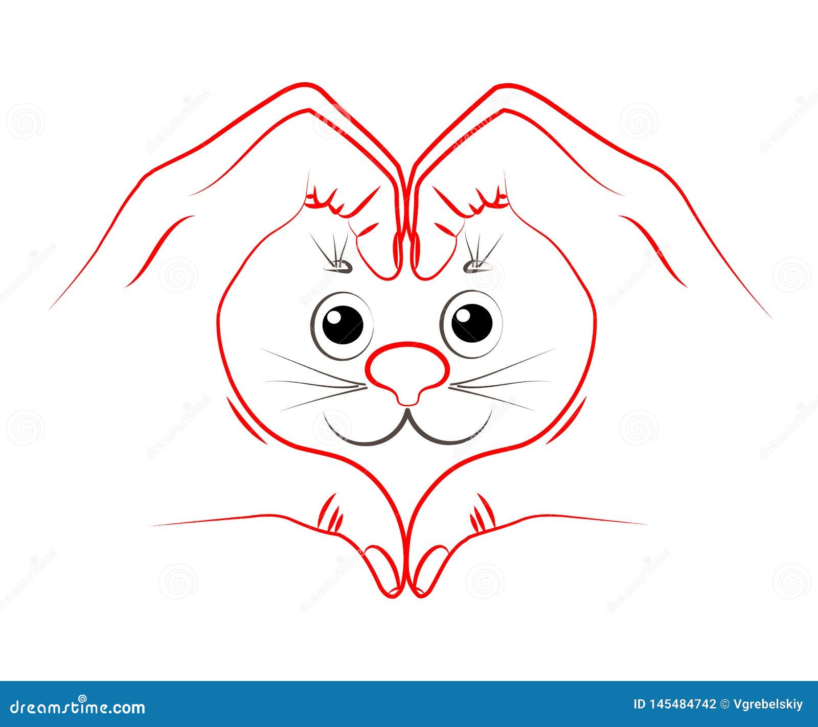 Cat in the heart stock vector. Illustration of lovely - 145484742