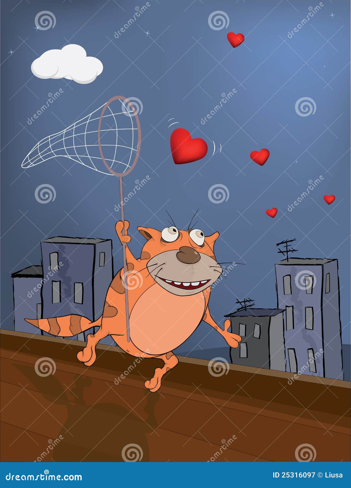 Cat and hearts stock vector. Illustration of caricature - 25316097