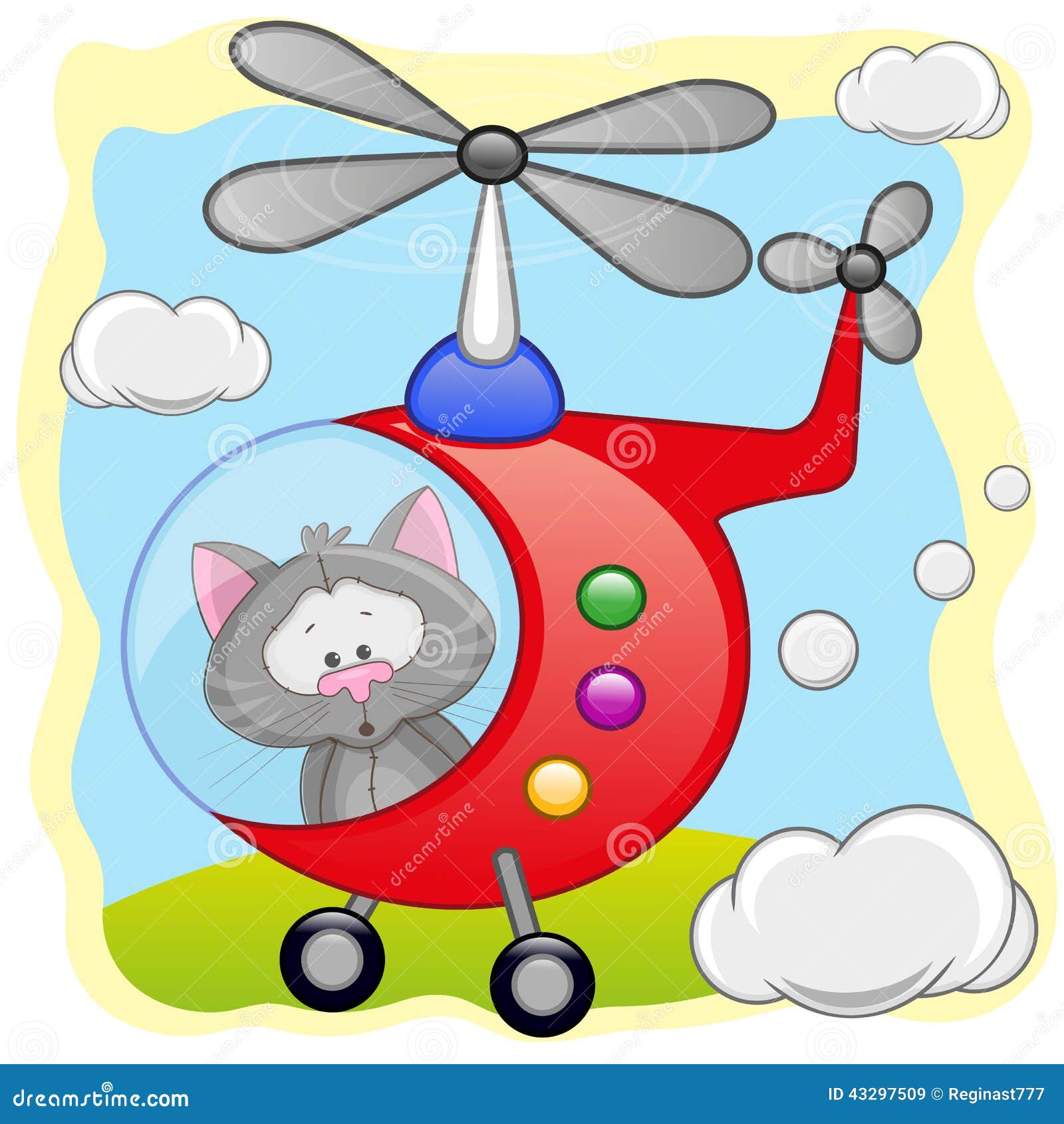 Cat in helicopter stock vector. Illustration of card - 43297509