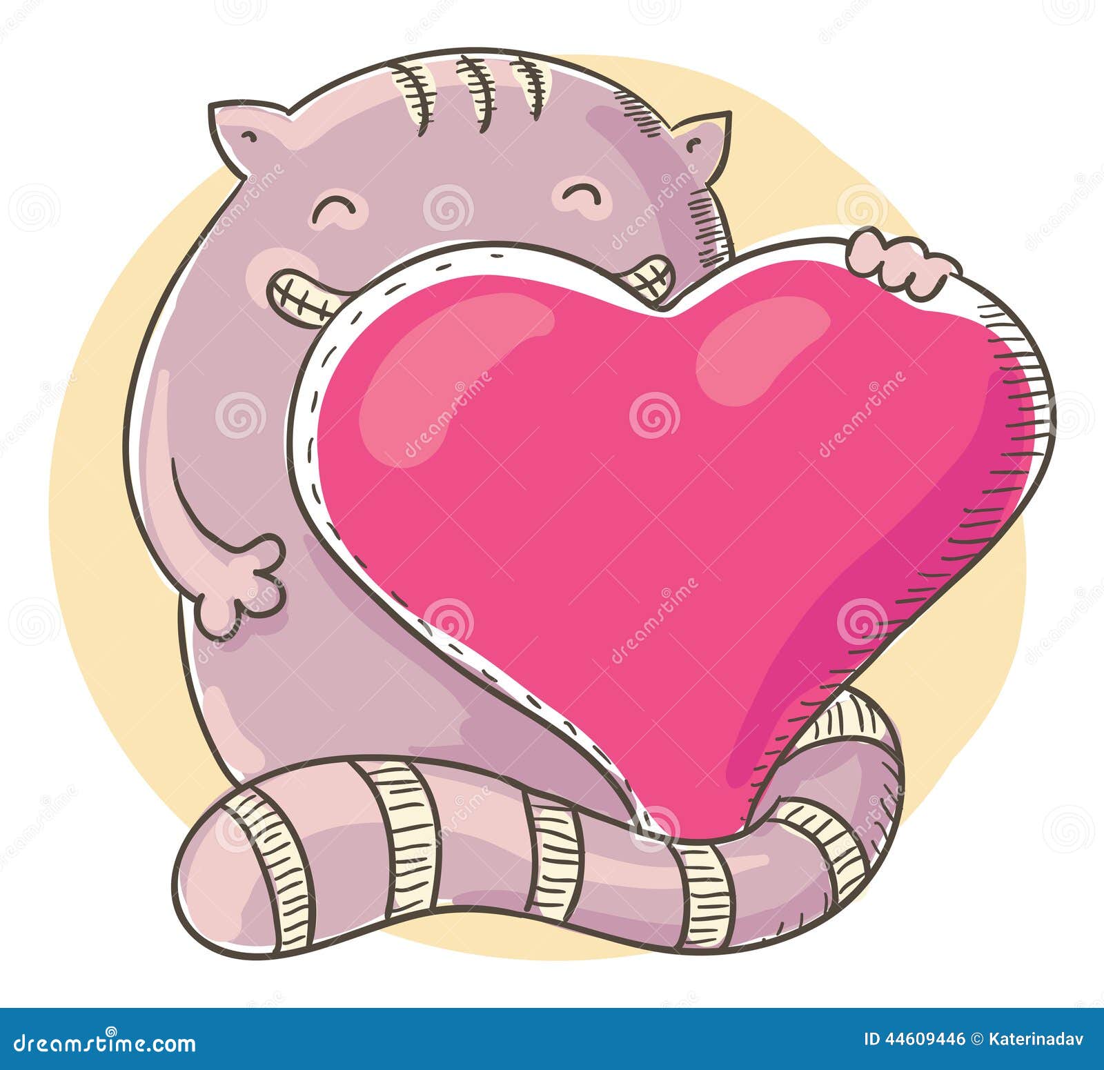 Cat holding a big heart stock vector. Illustration of shape - 44609446