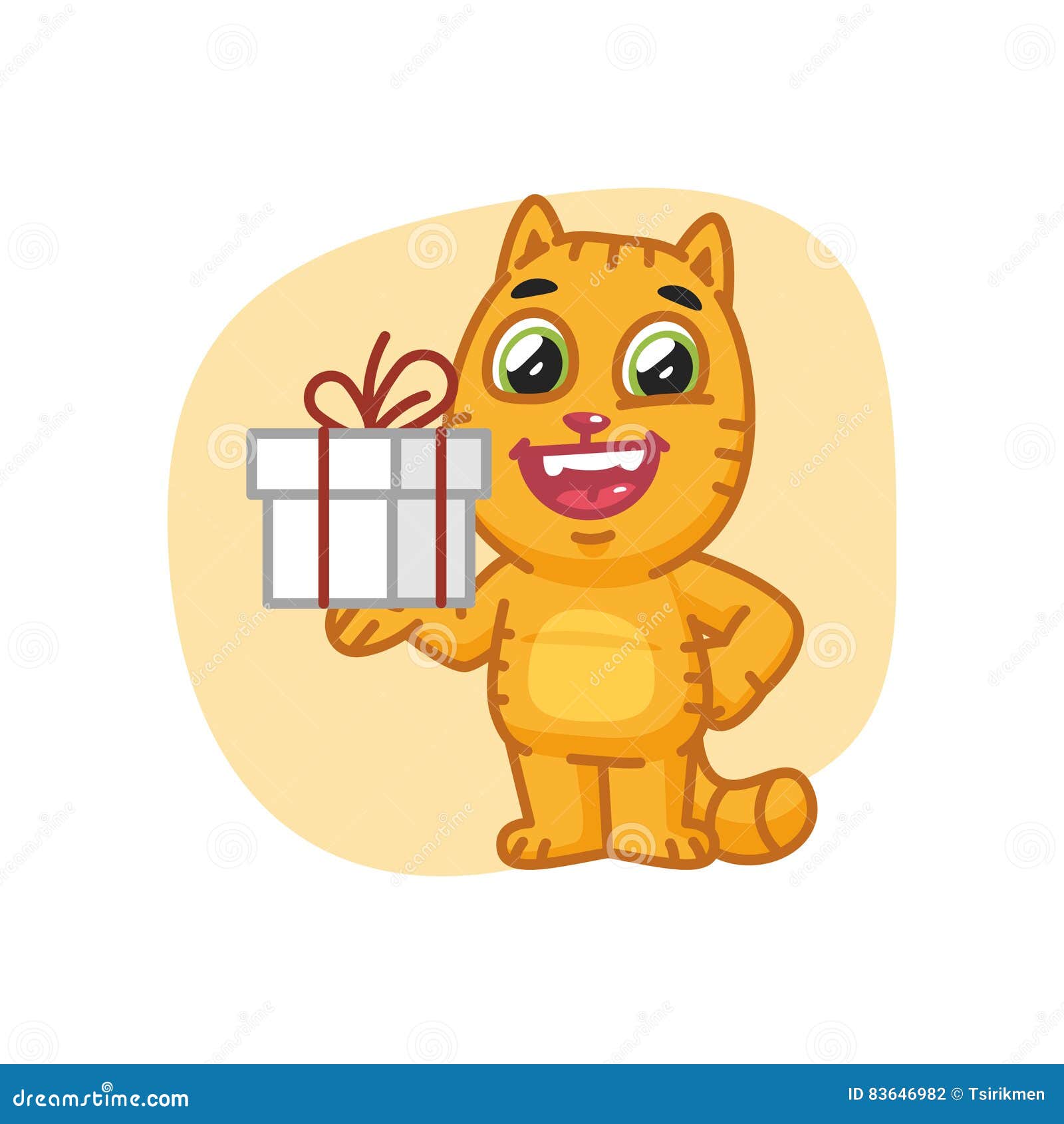 Cat Holding Gift and Smiling Stock Vector - Illustration of birthday ...