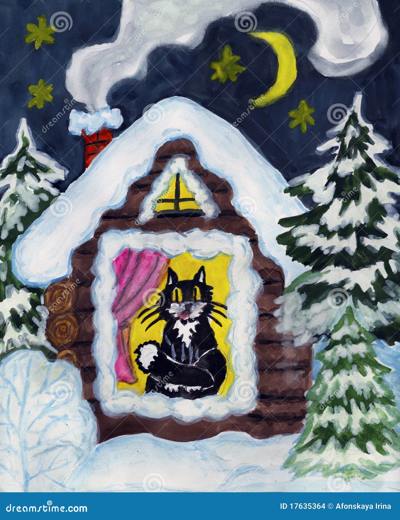 Cat in house stock illustration. Illustration of star - 17635364