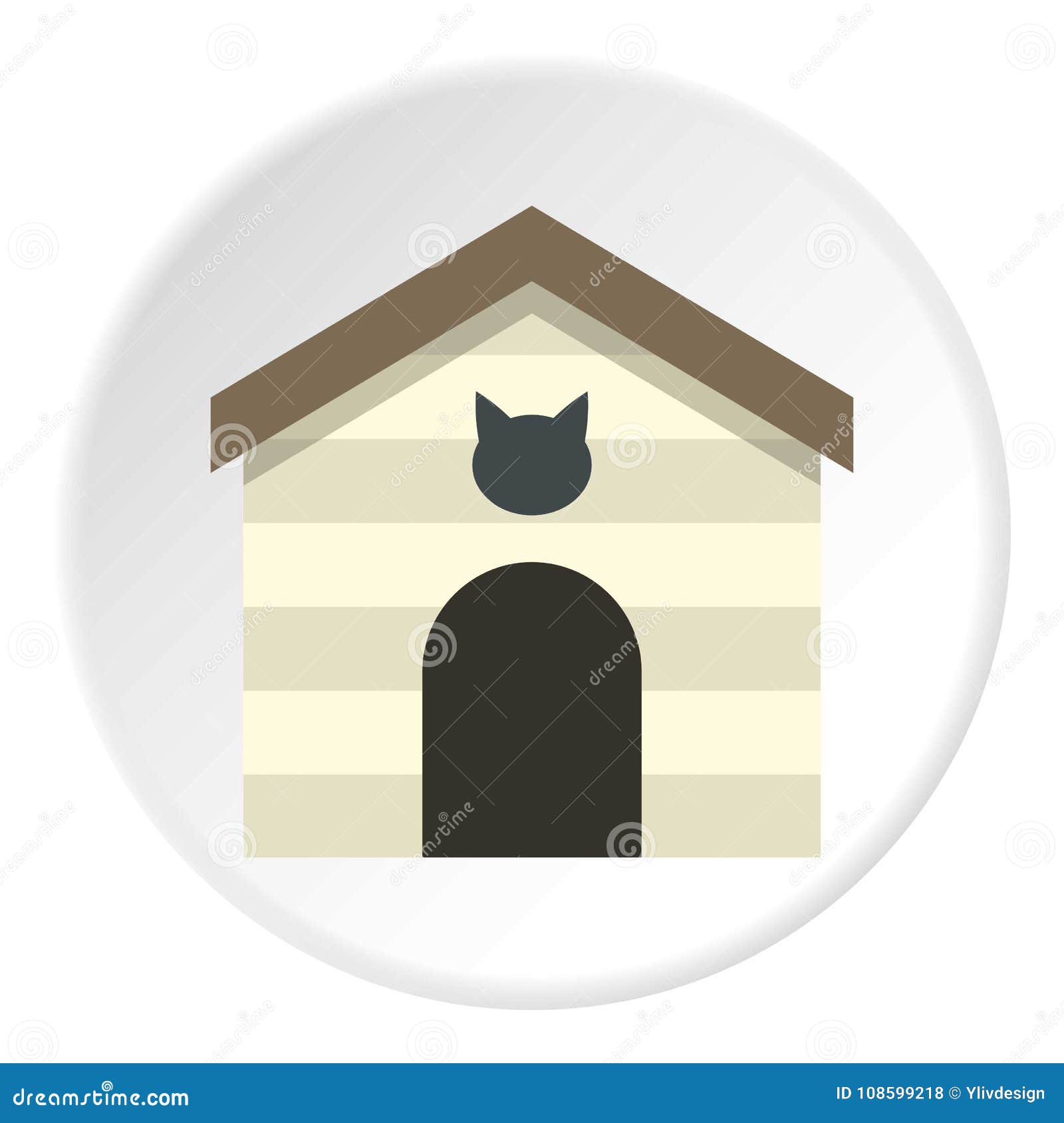 Cat house icon circle stock vector. Illustration of house - 108599218