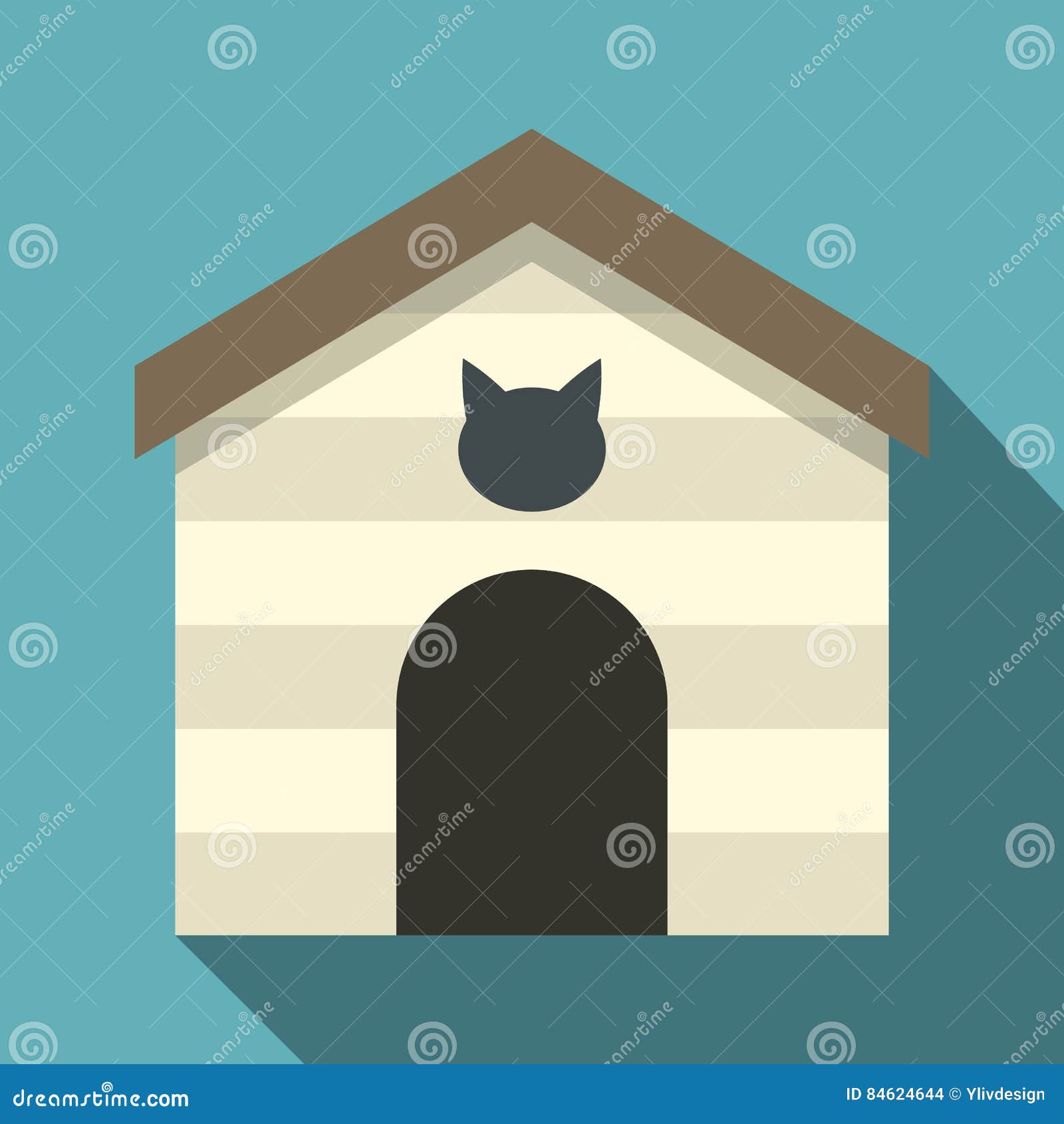 Cat house icon, flat style stock vector. Illustration of domestic ...