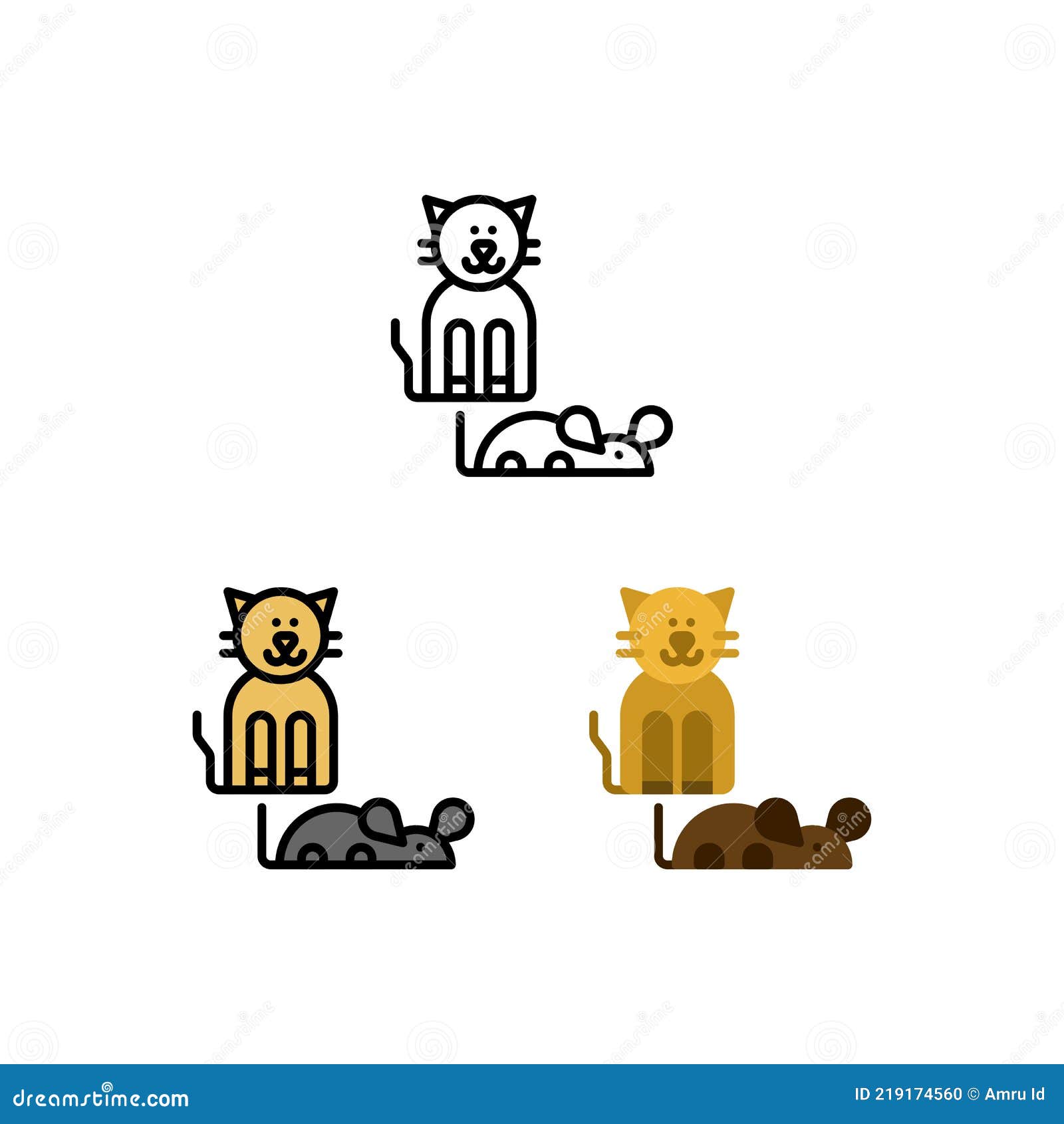 Cat Hunt Mouse Icon, Logo, and Illustration Stock Vector - Illustration ...