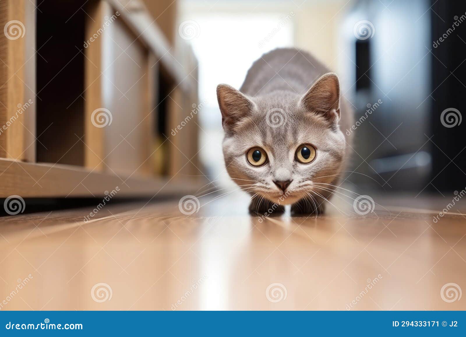 The Cat is Hunting. Large Pupils in Eyes of a Kitten. Stock Image ...