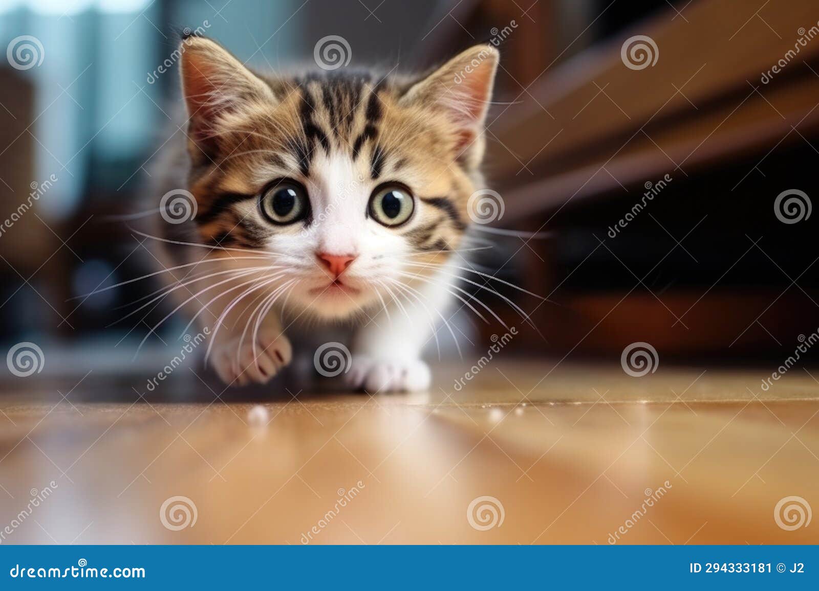 The Cat is Hunting. Large Pupils in Eyes of a Kitten. Stock Image ...