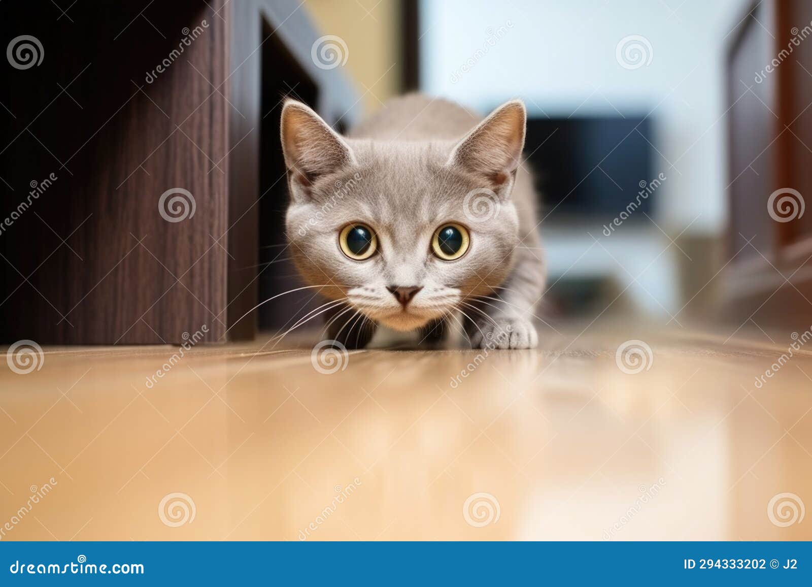 The Cat is Hunting. Large Pupils in Eyes of a Kitten. Stock Photo ...