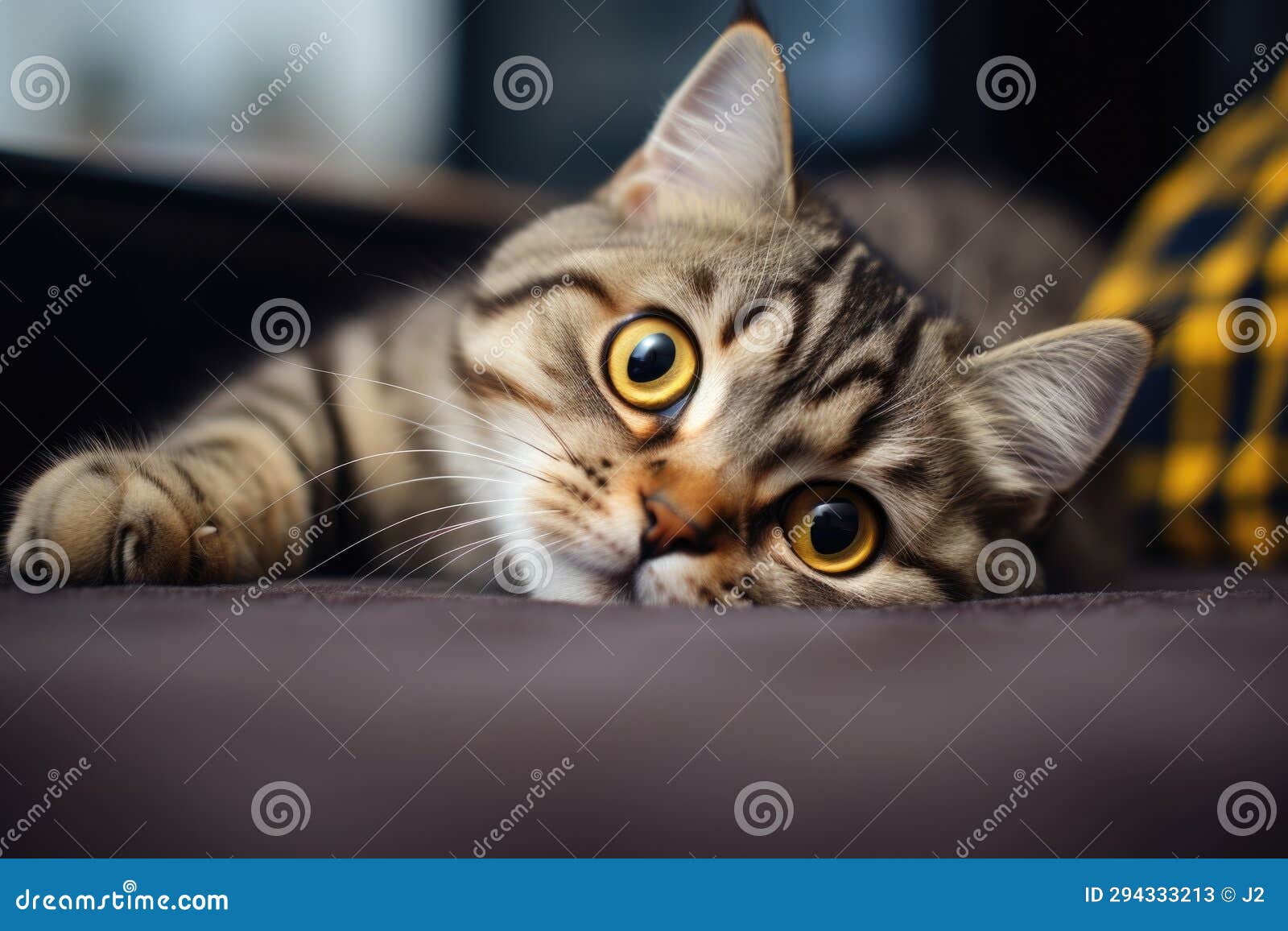 The Cat is Hunting. Large Pupils in Eyes of a Kitten. Stock Image ...