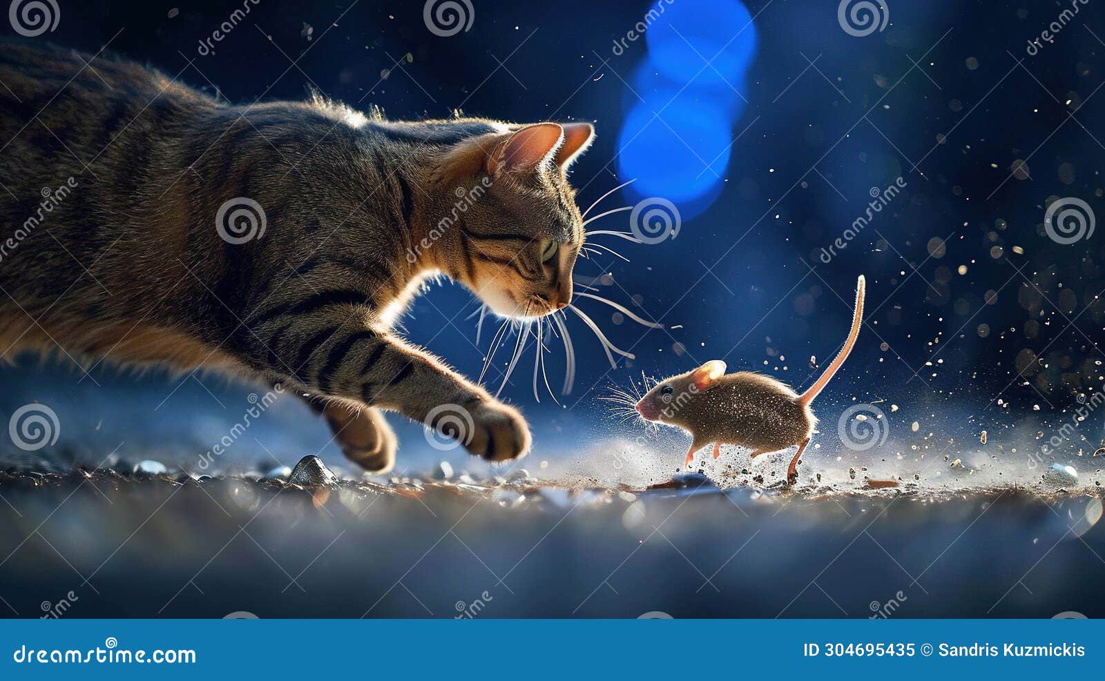 A Cat Hunting a Mouse. Generative AI Stock Illustration - Illustration ...