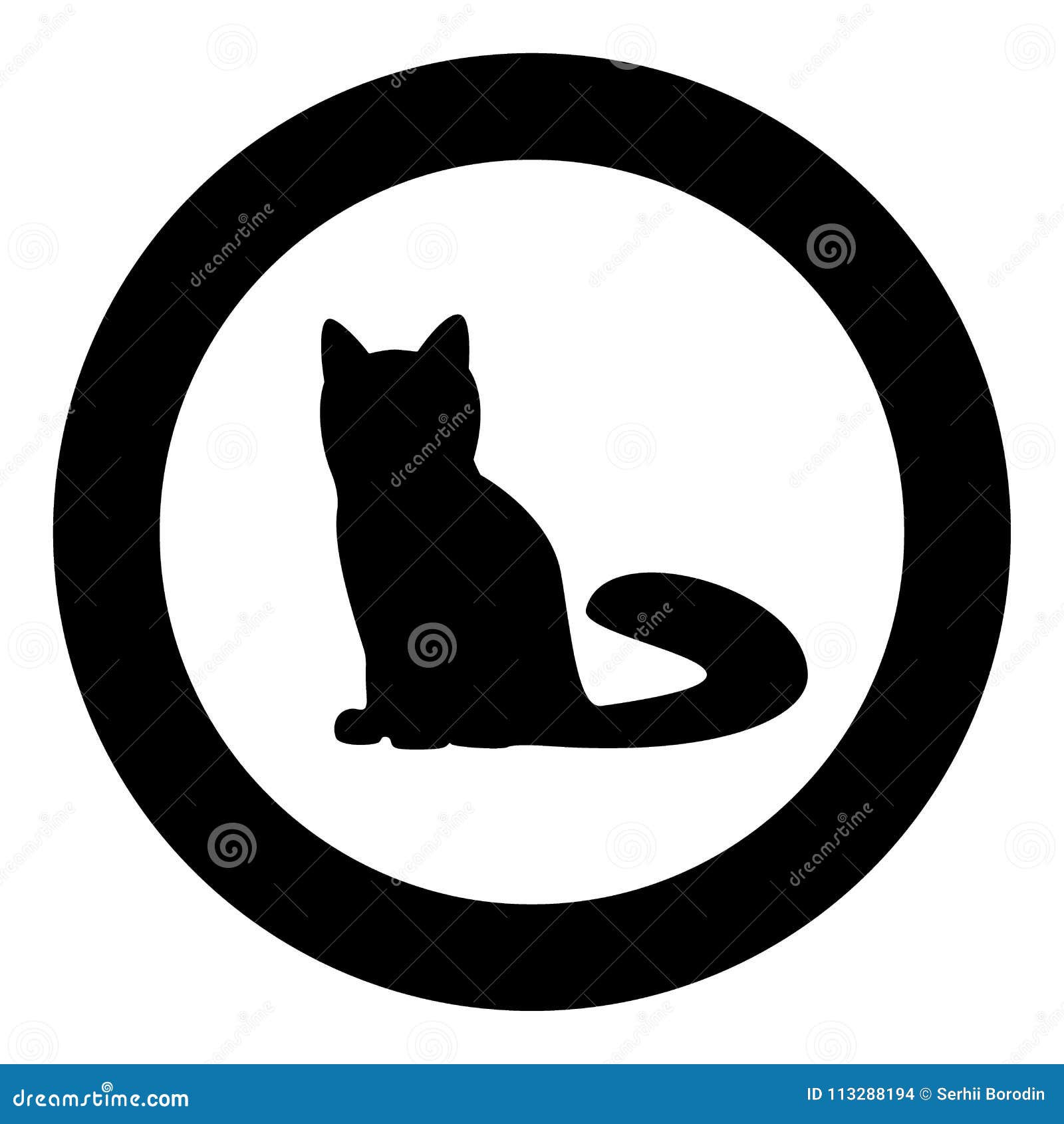 Cat Icon Black Color in Circle or Round Stock Vector - Illustration of ...