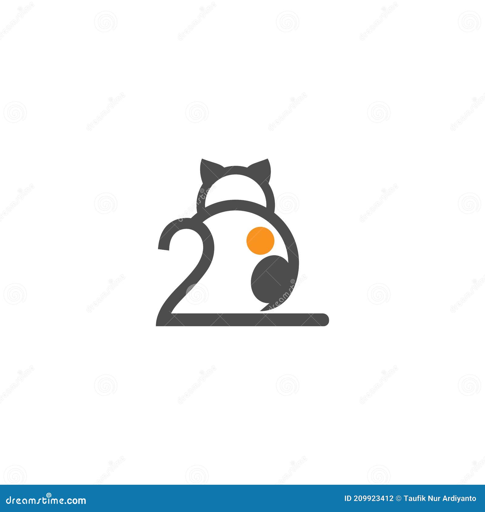 Cat Icon Logo with Number 2 Template Design Vector Stock Vector ...