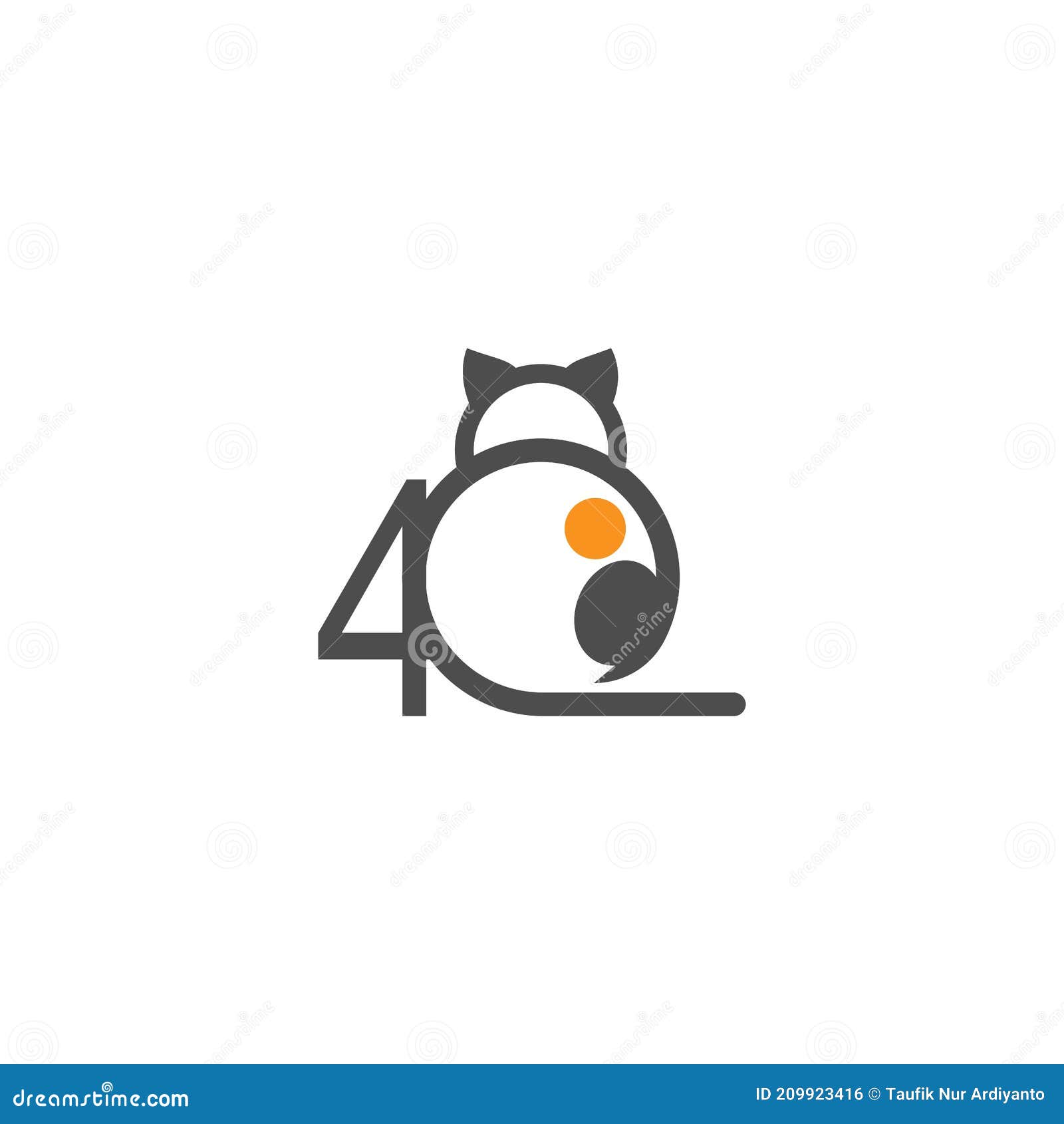 Cat Icon Logo with Number 4 Template Design Vector Stock Vector ...