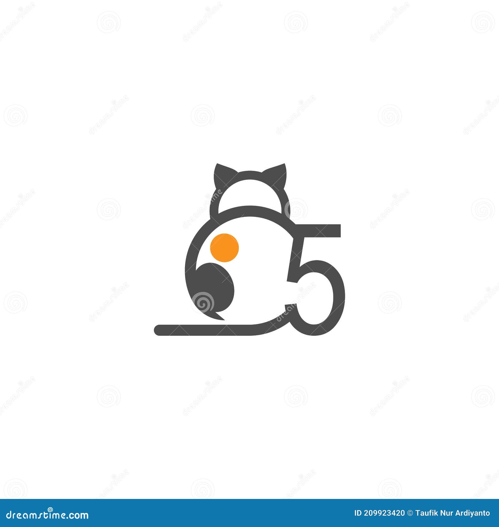 Cat Icon Logo with Number 5 Template Design Vector Stock Vector ...