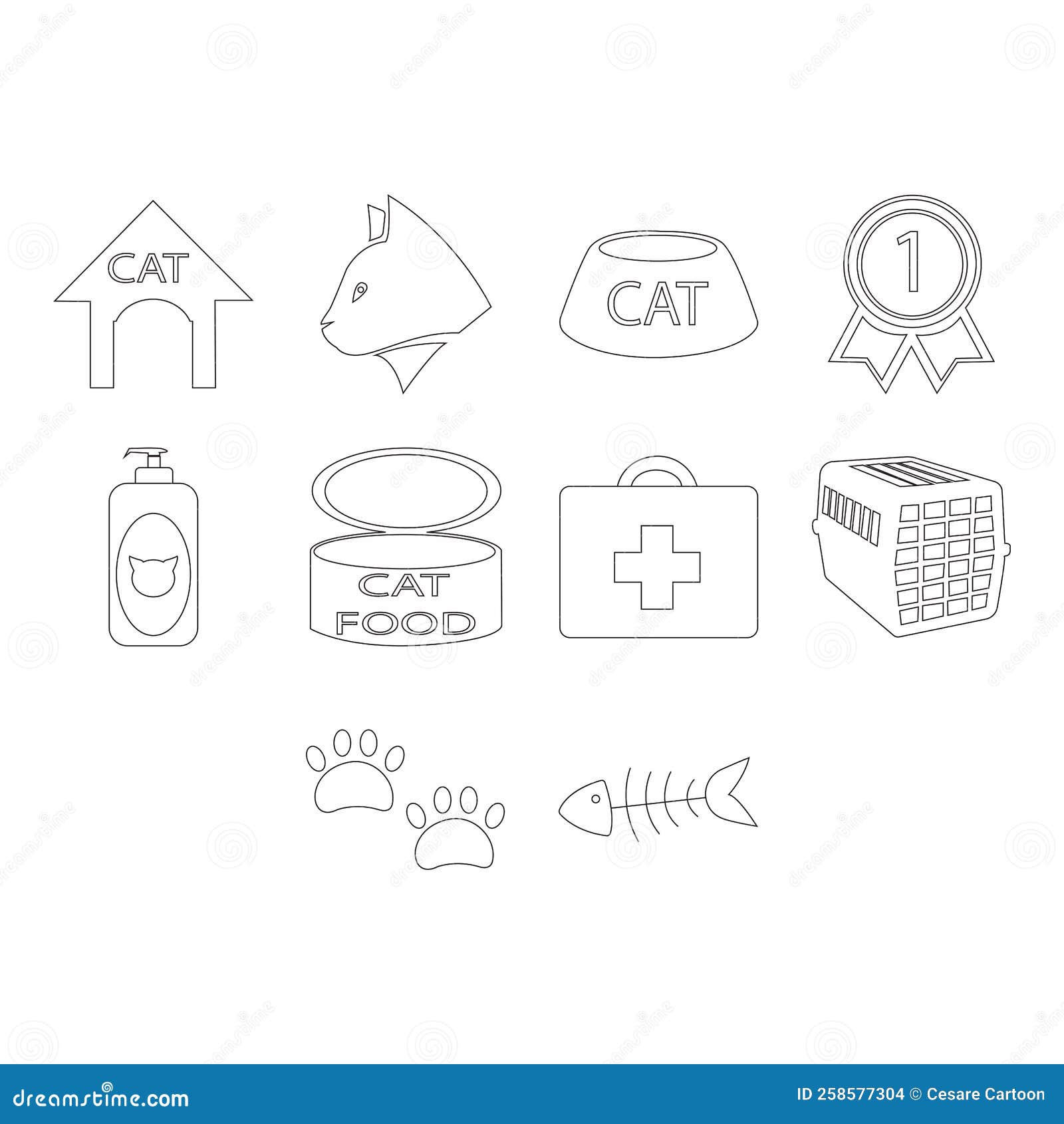 Cat icon set stock illustration. Illustration of kitten - 258577304