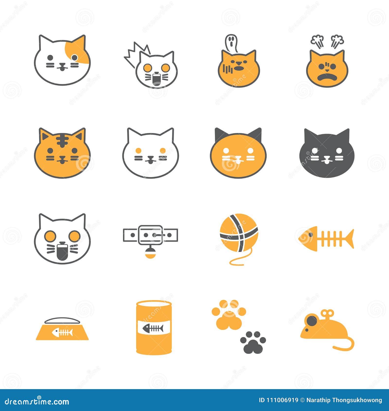Cat icon set stock vector. Illustration of character - 111006919