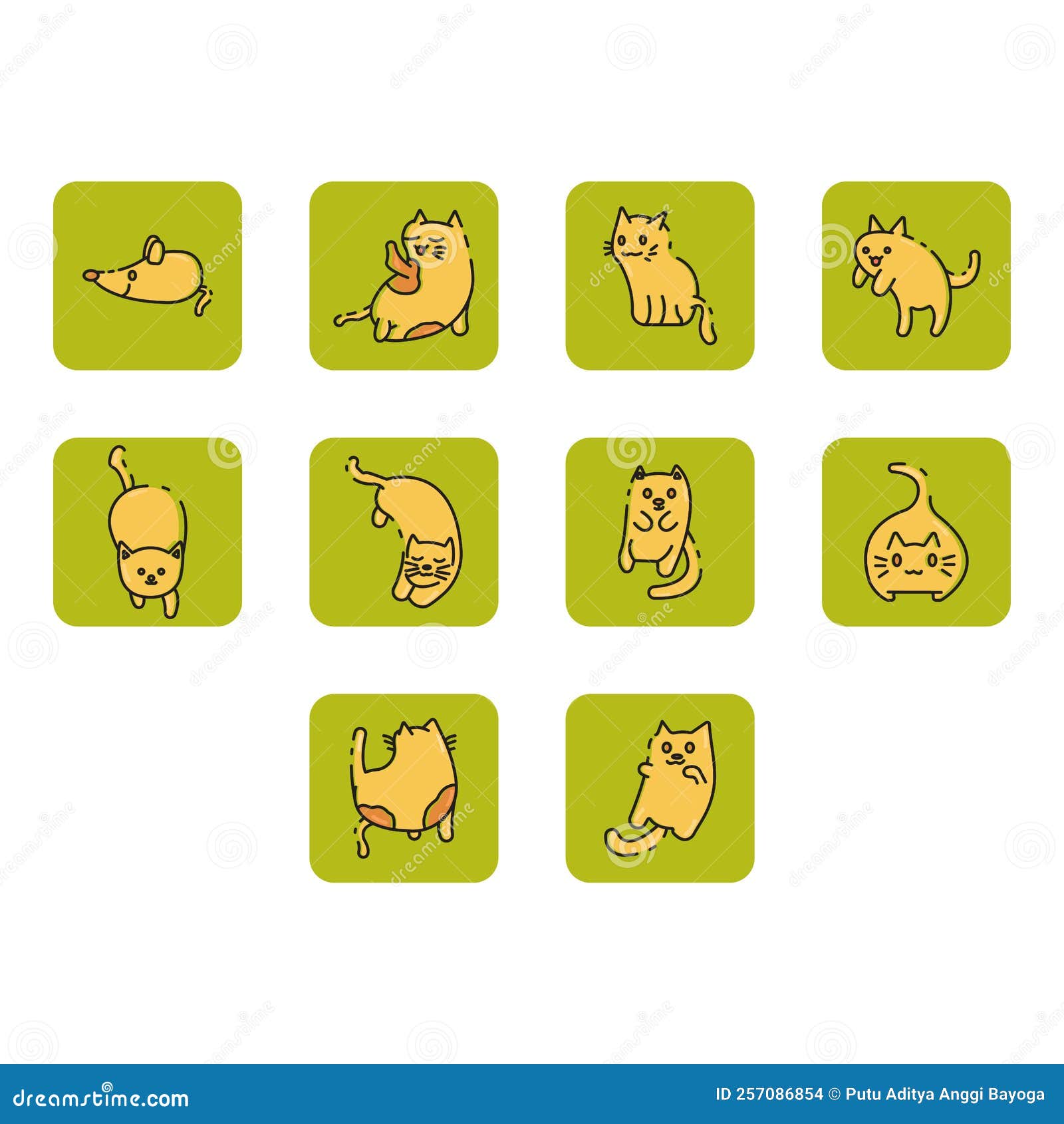 Cat icon set stock vector. Illustration of icon, kitten - 257086854